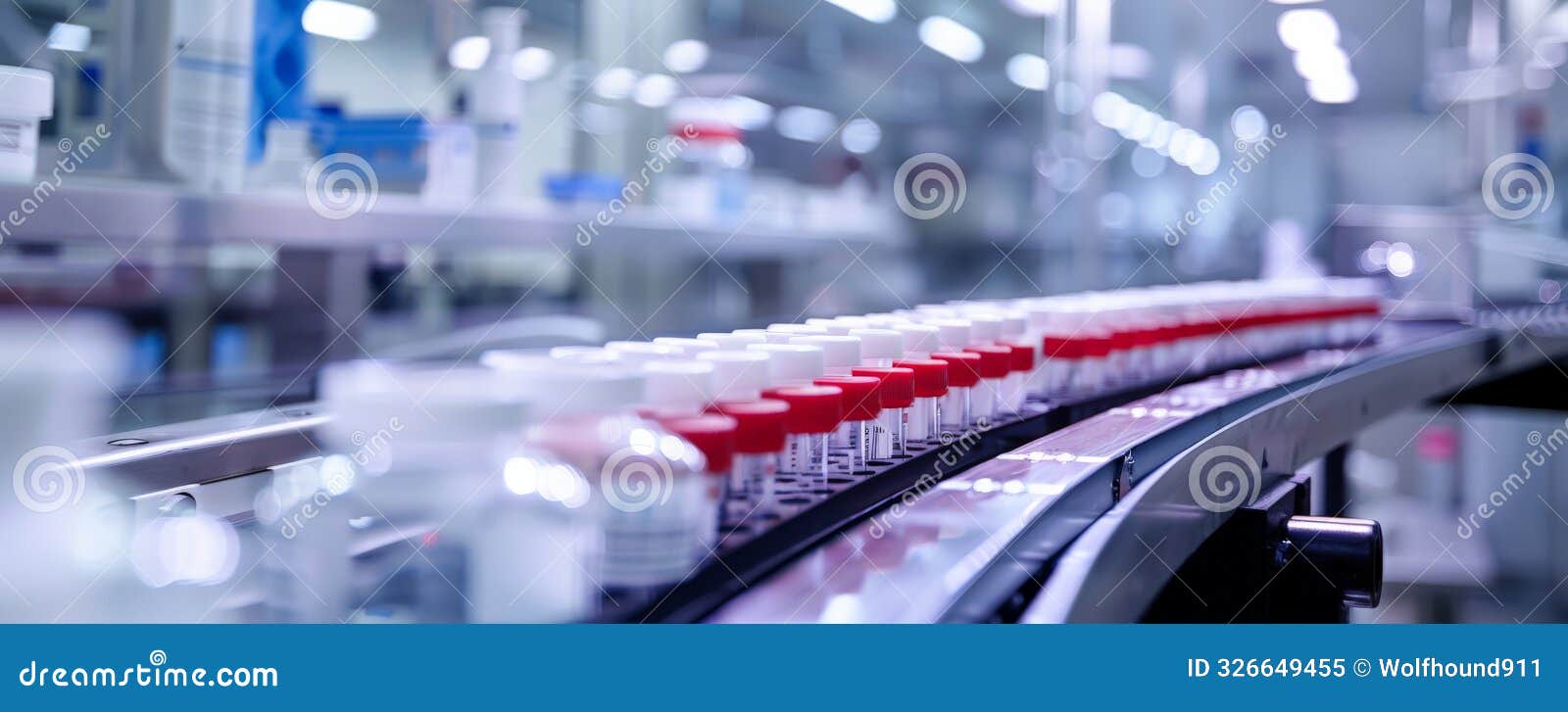A Conveyor Belt in a Pharmaceutical Research Lab, with Test Tubes and ...