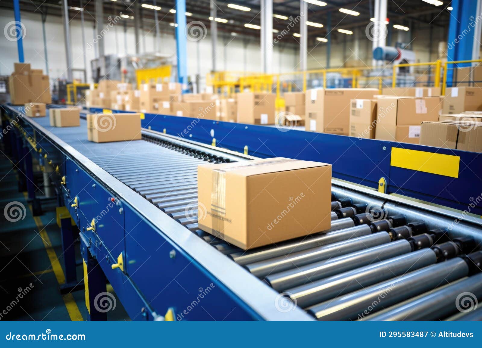 Conveyor Belt with Several Packages at an International Shipping ...