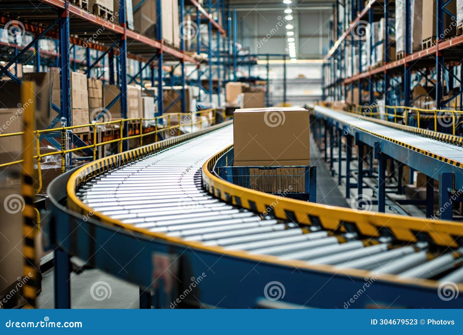 A Conveyor Belt System is Employed in Sorting Warehouse Stock ...