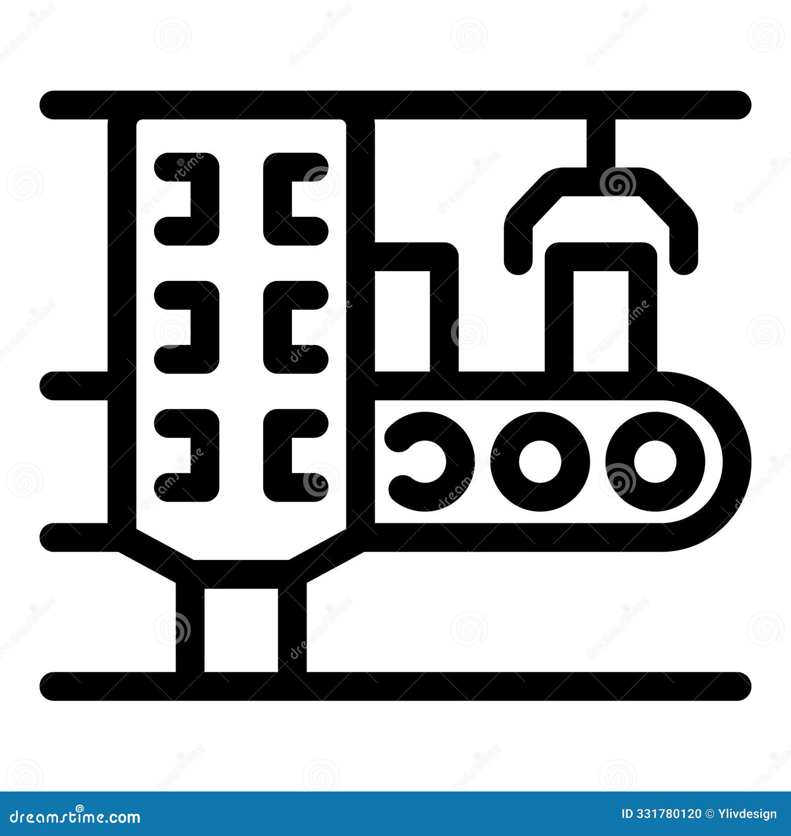 Conveyor Belt Transporting Boxes in Storage Warehouse Icon Stock Vector ...