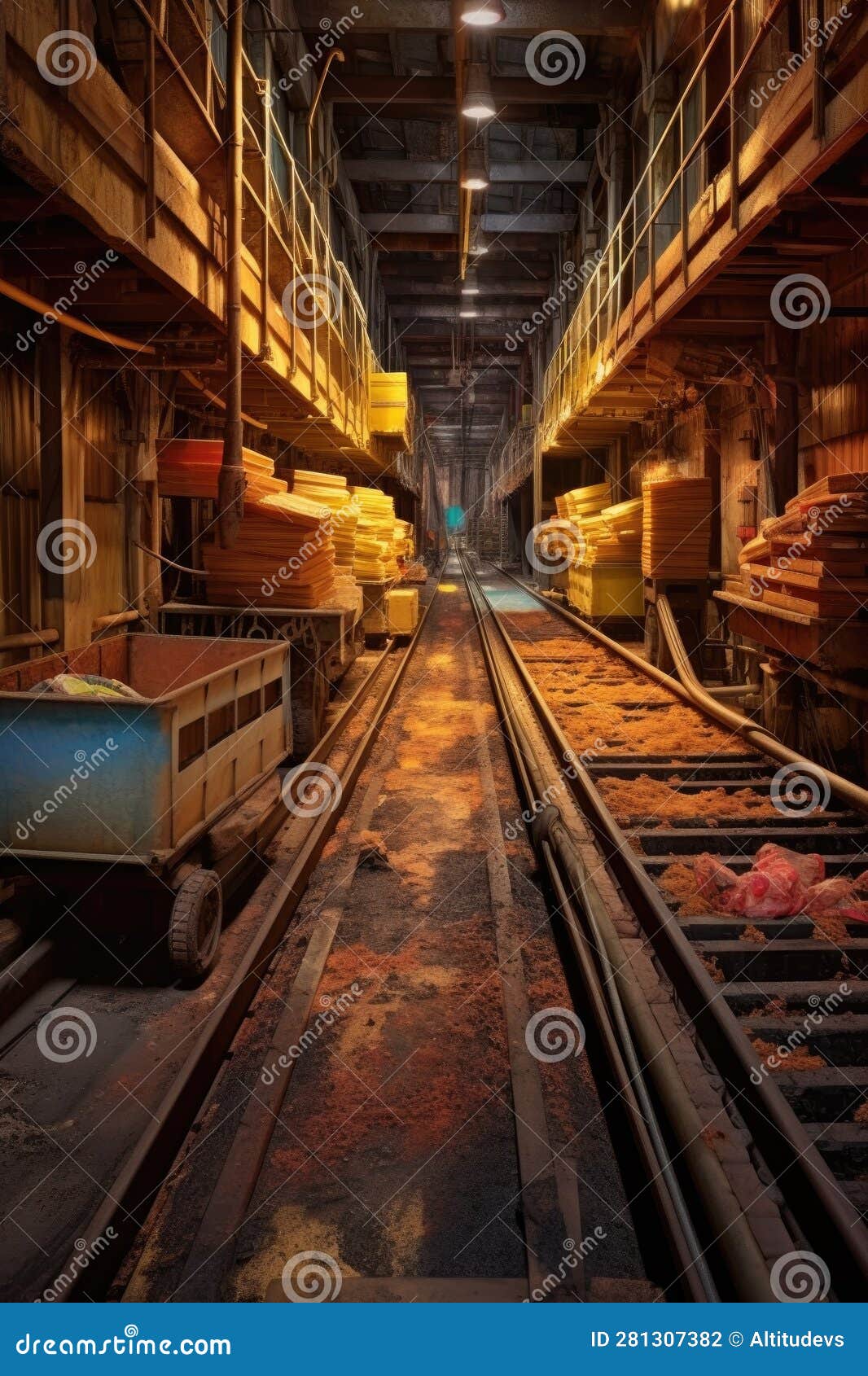 Conveyor Belt Transporting Finished Goods in Warehouse Stock ...