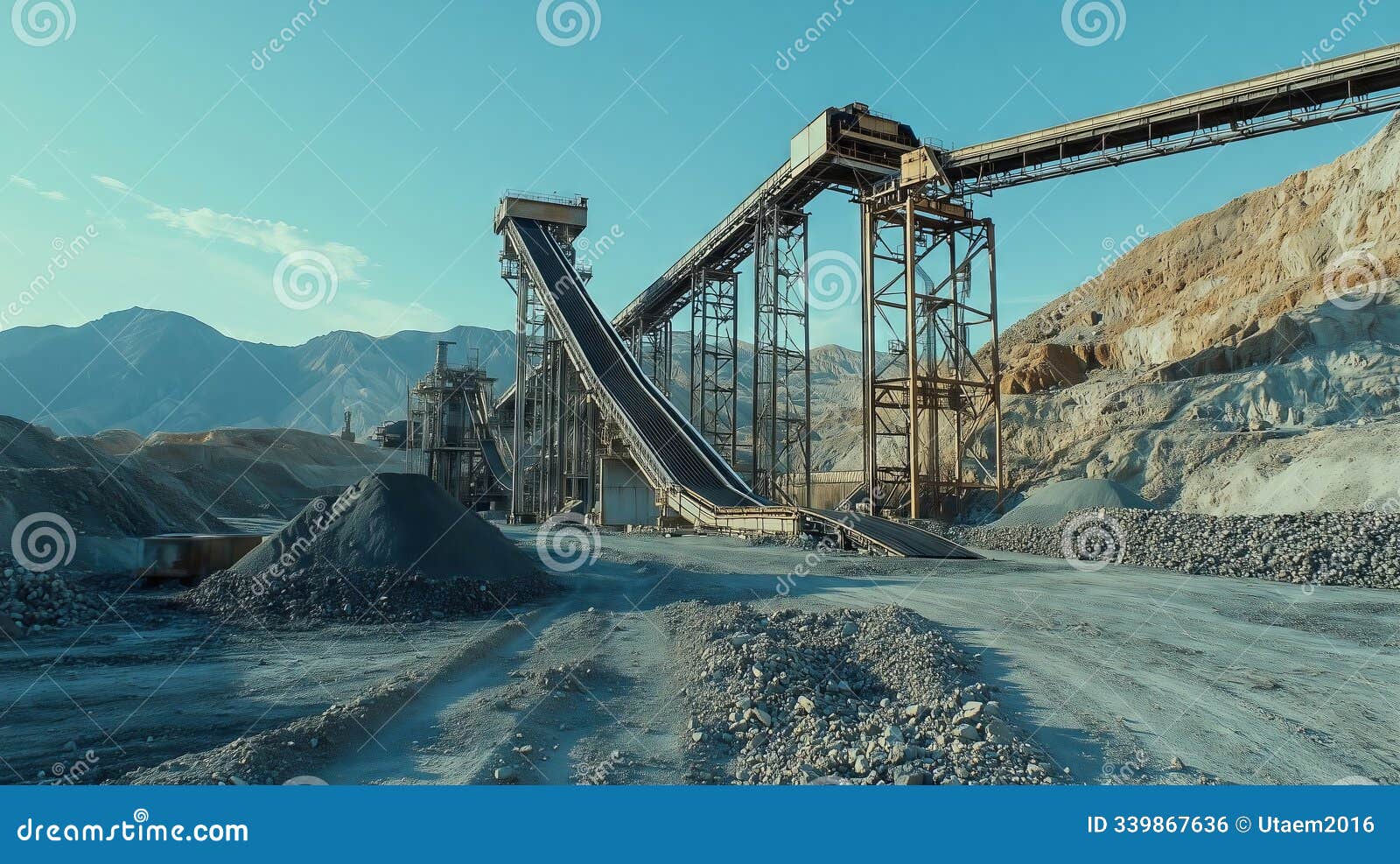 Conveyor Belts Transporting Ore at Mining Site Stock Photo - Image of ...