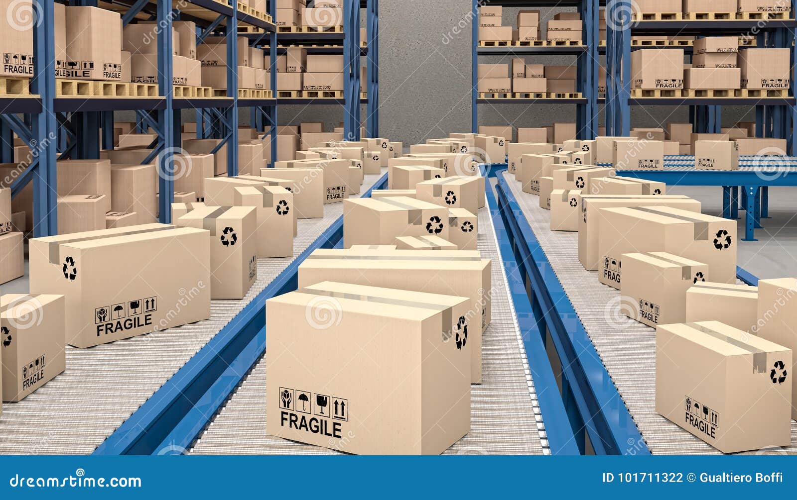 Conveyor with boxes stock illustration. Illustration of logistic ...