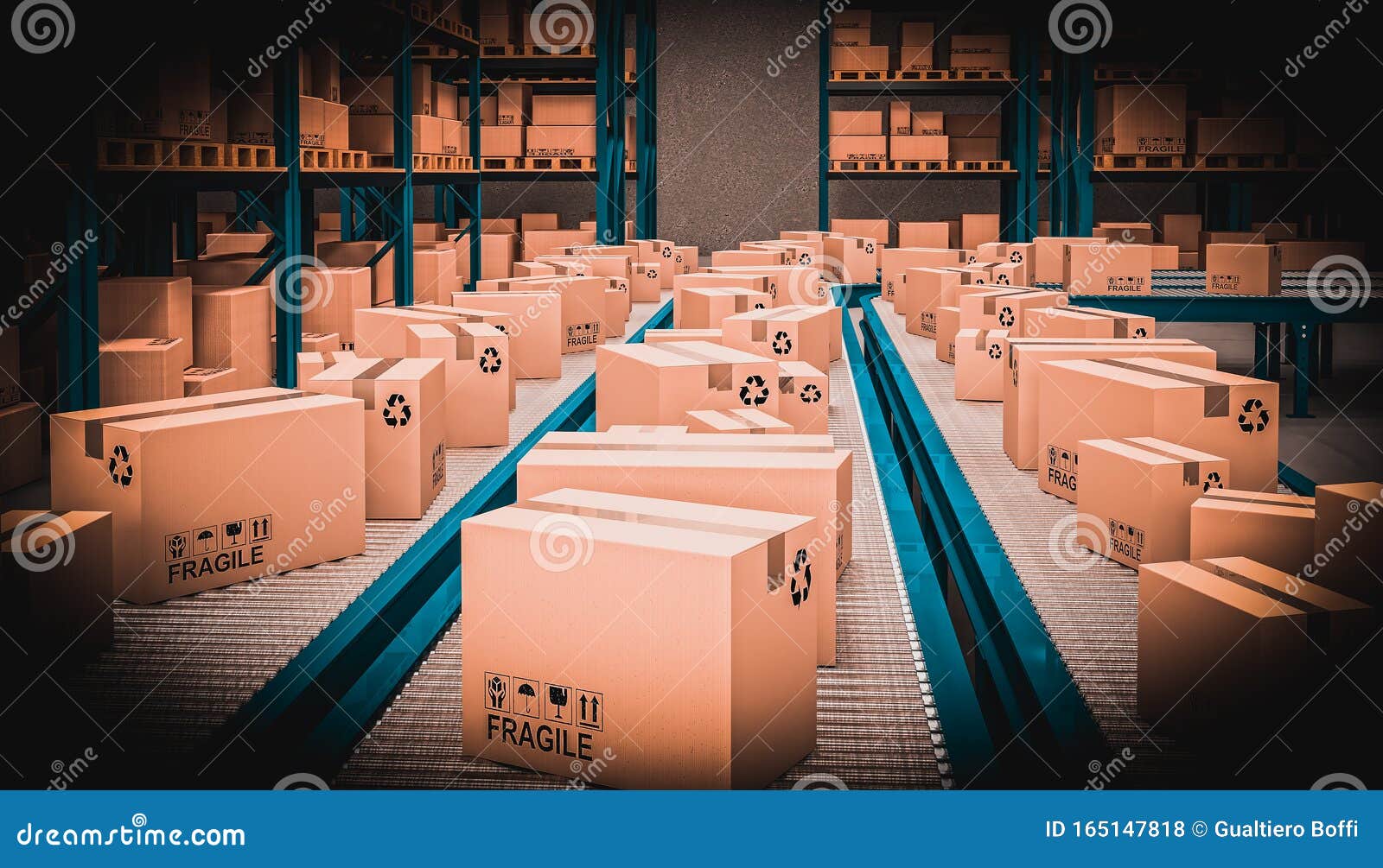 Conveyor with boxes stock illustration. Illustration of industry ...