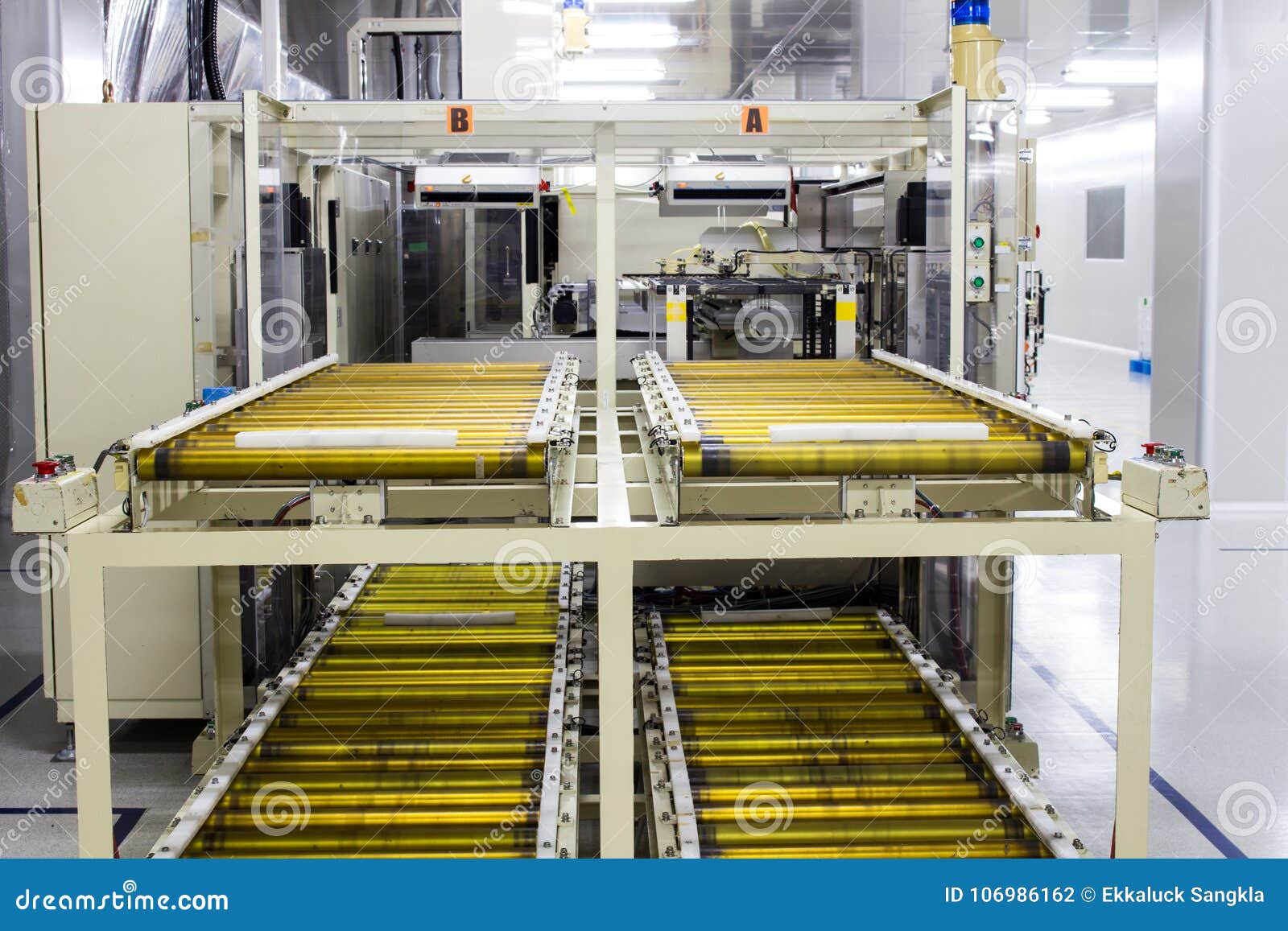 The Conveyor Chain, and Conveyor Belt on Production Line in Clean Room ...