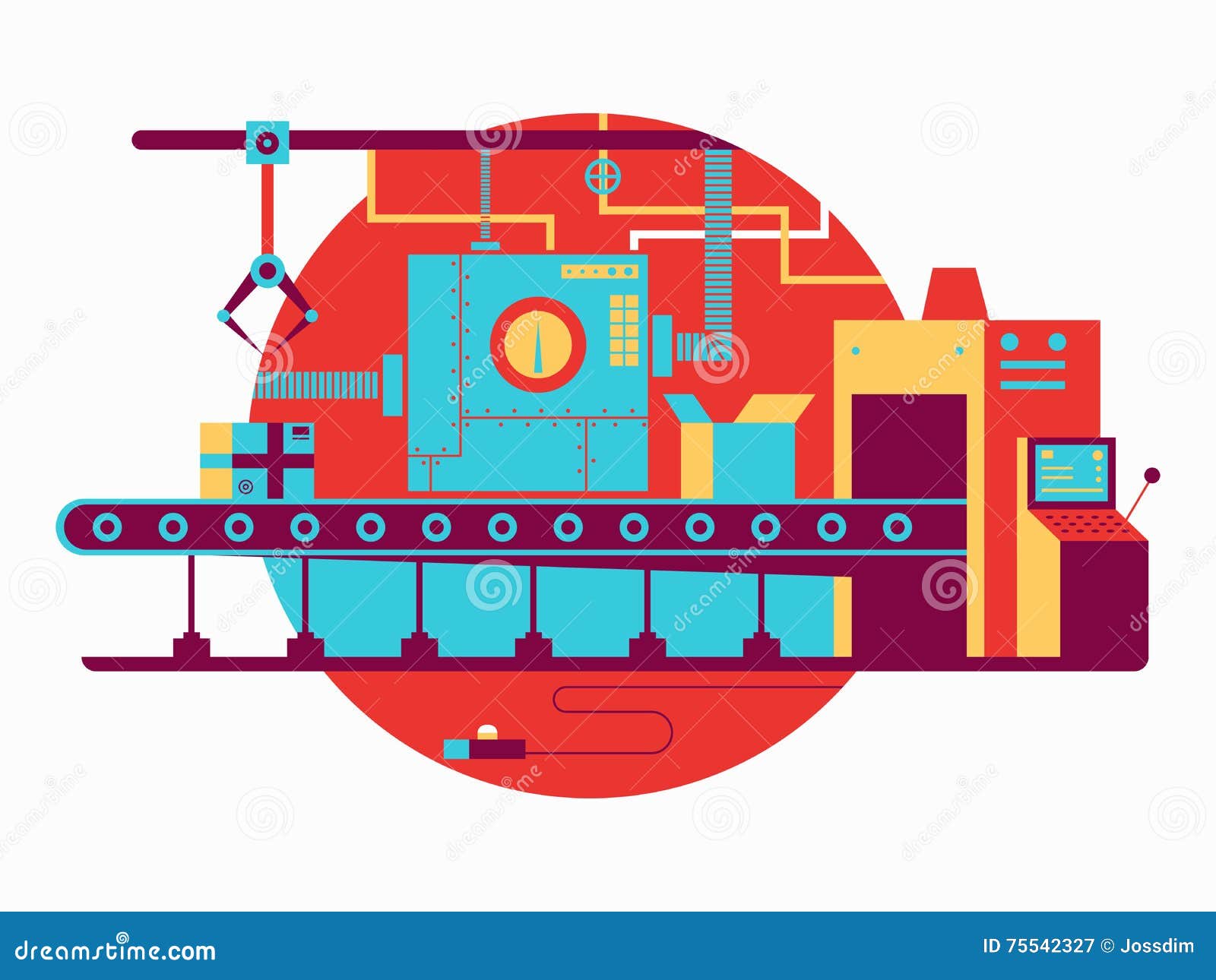 Conveyor design flat stock vector. Illustration of device - 75542327