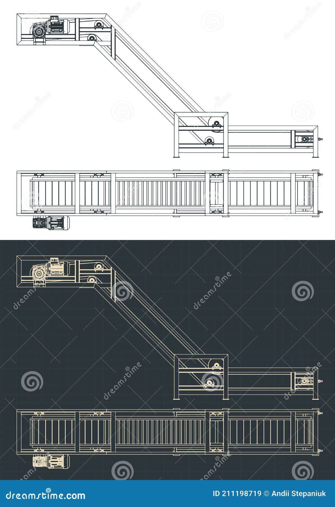 Conveyor Drawings stock vector. Illustration of belt - 211198719