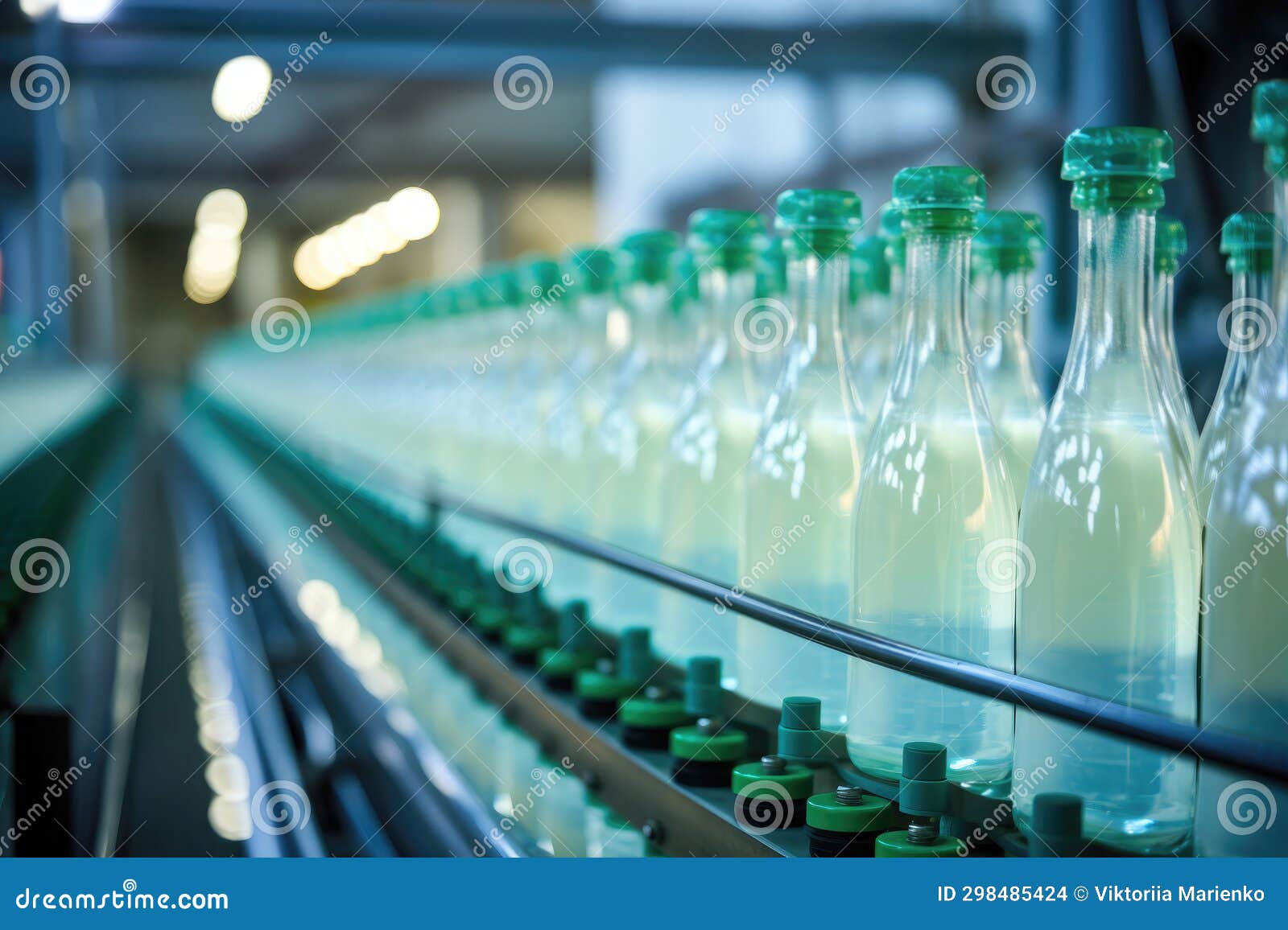 Conveyor Efficiency: Bottling Line at Work, Packaging a Variety of ...