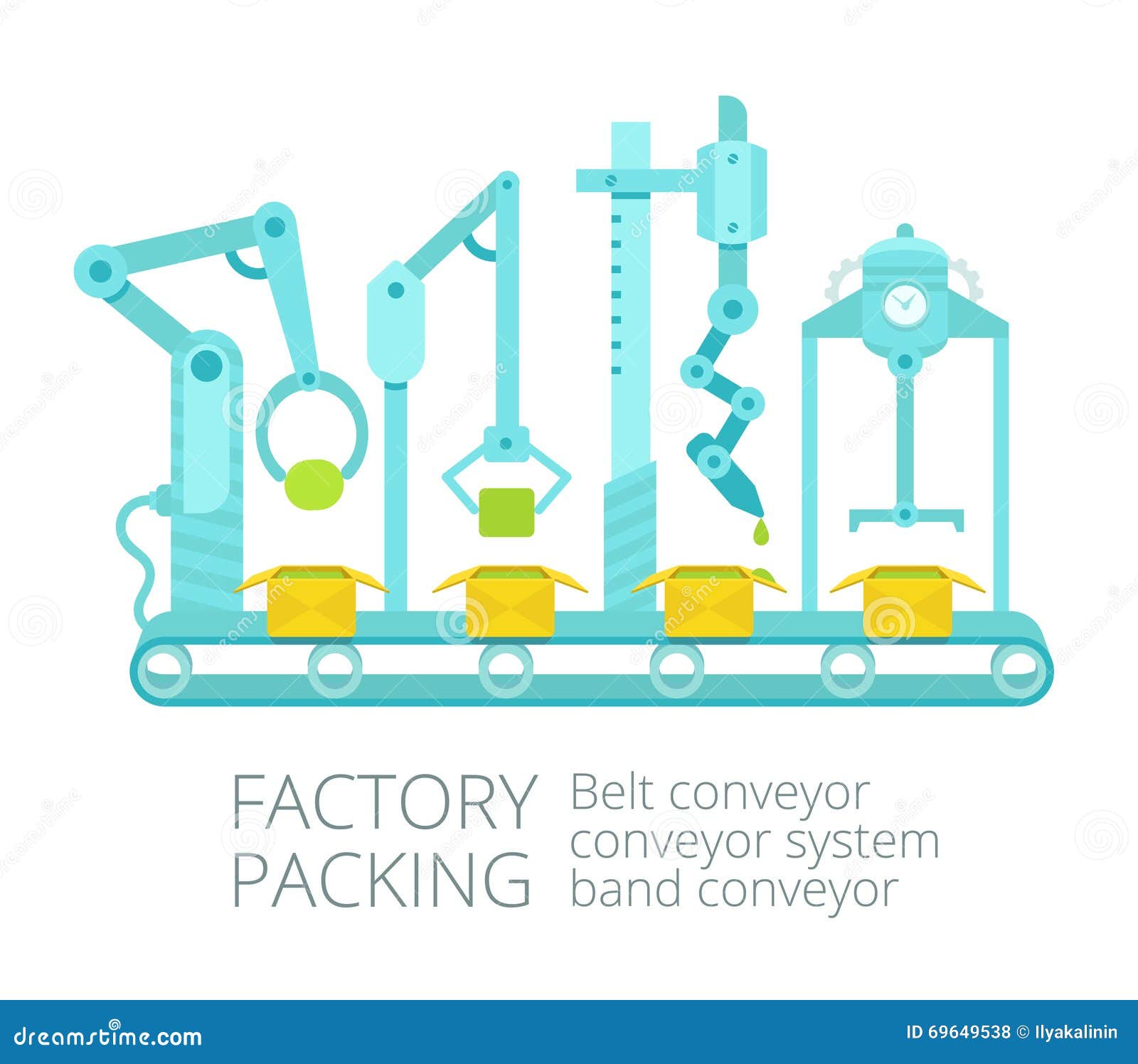 Conveyor factory packing stock vector. Illustration of production ...