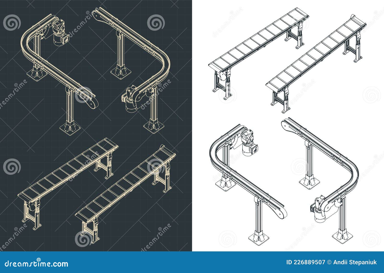 Conveyor Isometric Drawings Mini Set Stock Vector - Illustration of ...
