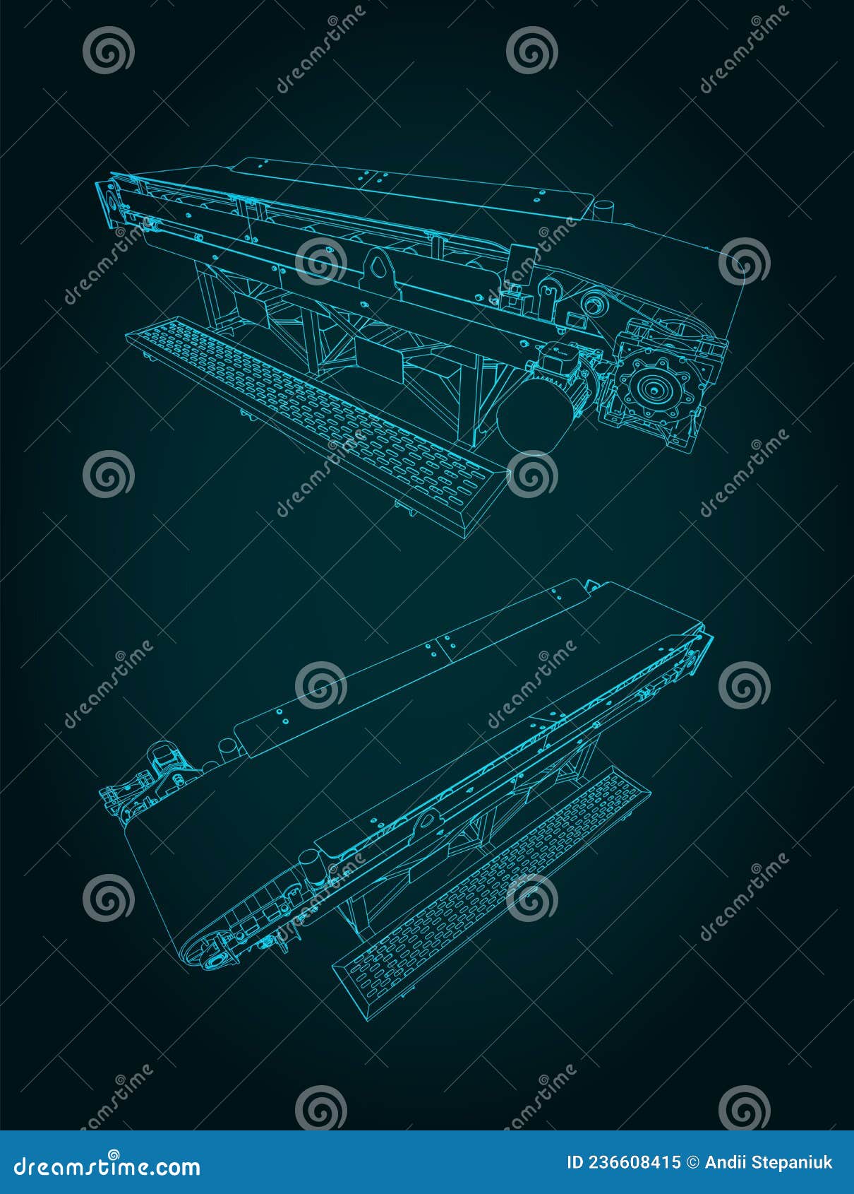 Conveyor line drawings stock vector. Illustration of machinery - 236608415