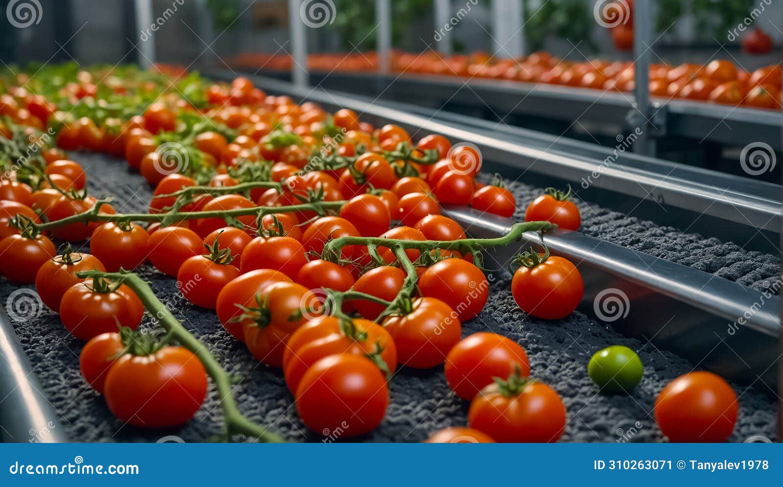Conveyor Line with Fresh Tomatoes Process Production Stock Illustration ...
