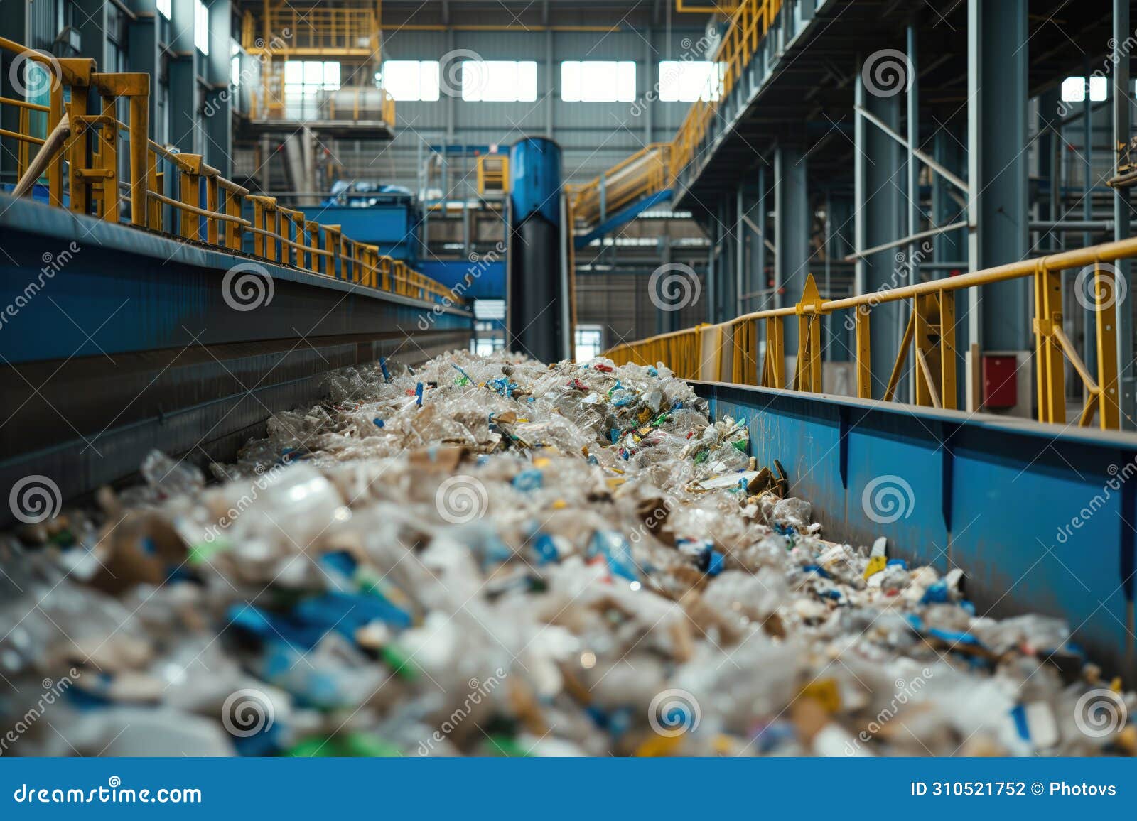 Conveyor Line at Waste Garbage Processing Plant Sorts Trash for ...