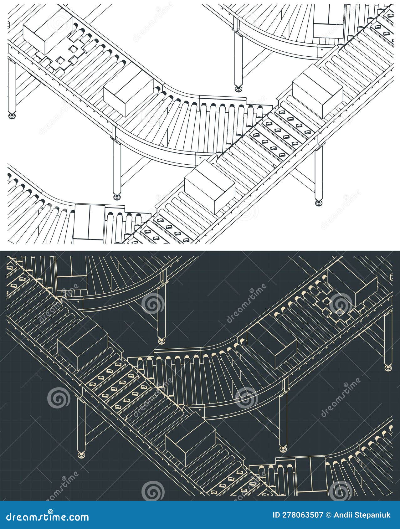 Conveyor Lines for Factory and Warehouses Stock Illustration ...