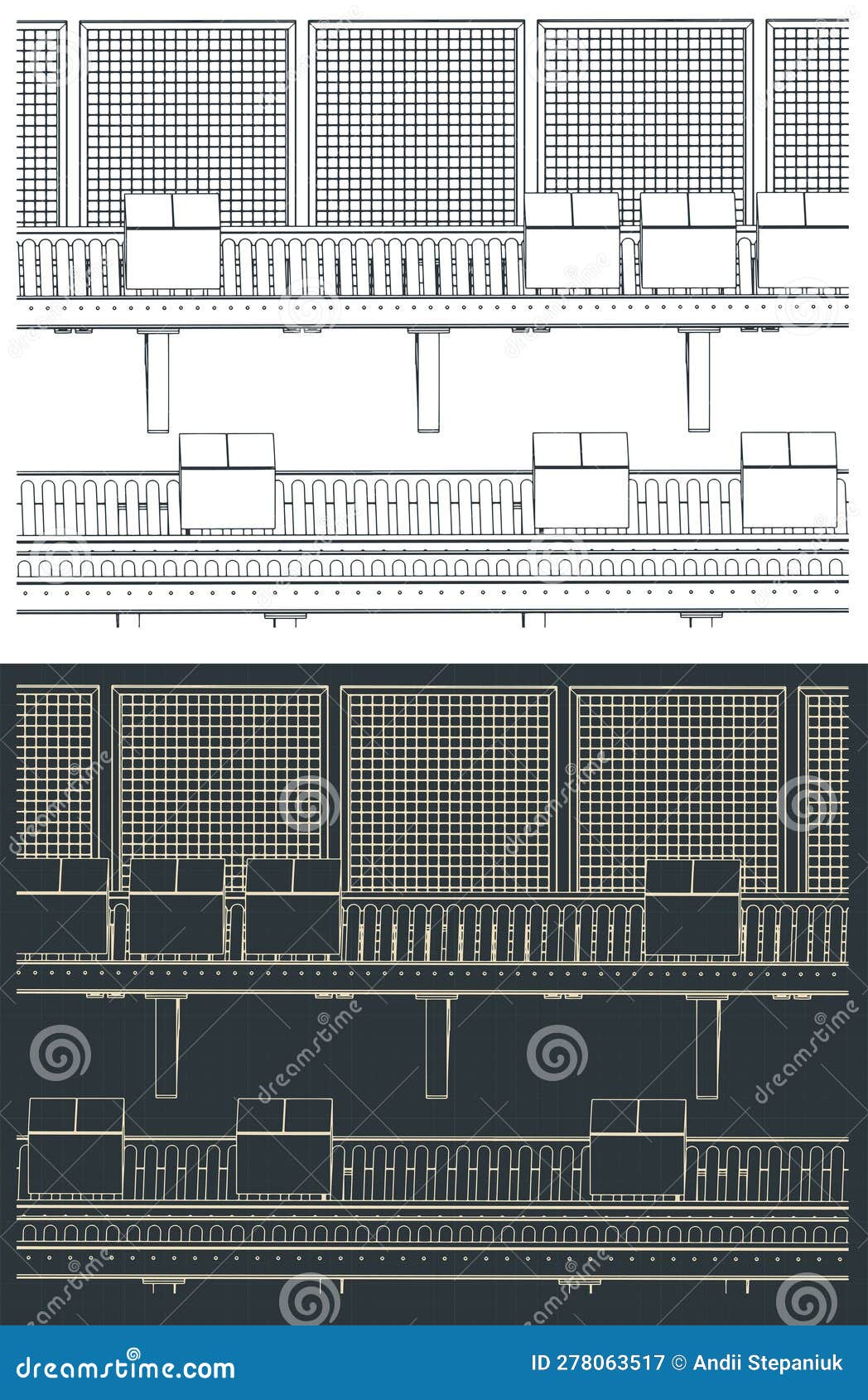Conveyor Lines for Warehouses Stock Illustration - Illustration of ...
