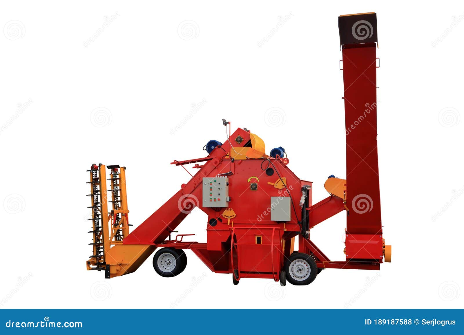 Conveyor Loader for Loading Grain into Trucks. Isolated on White Stock ...