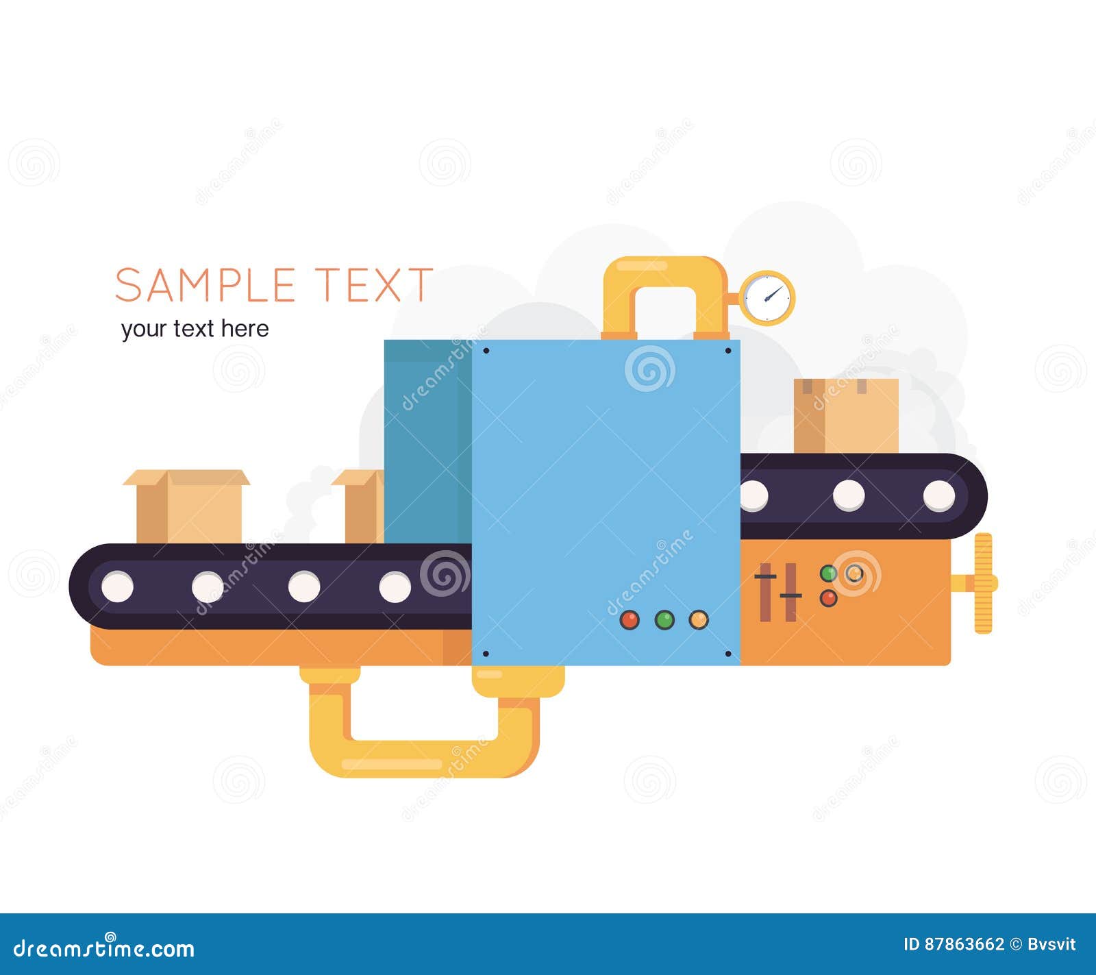 Conveyor Packing Parcels. Vector Easter Eggs 3D Isometric Concept ...