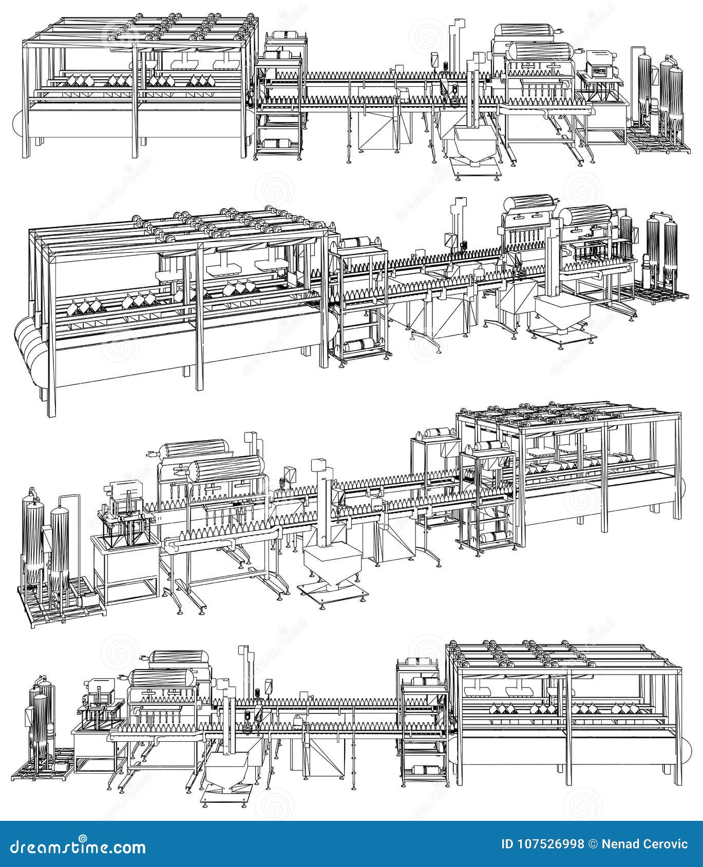 Conveyor, Production, Assembly Line, Factory Vector Illustration ...