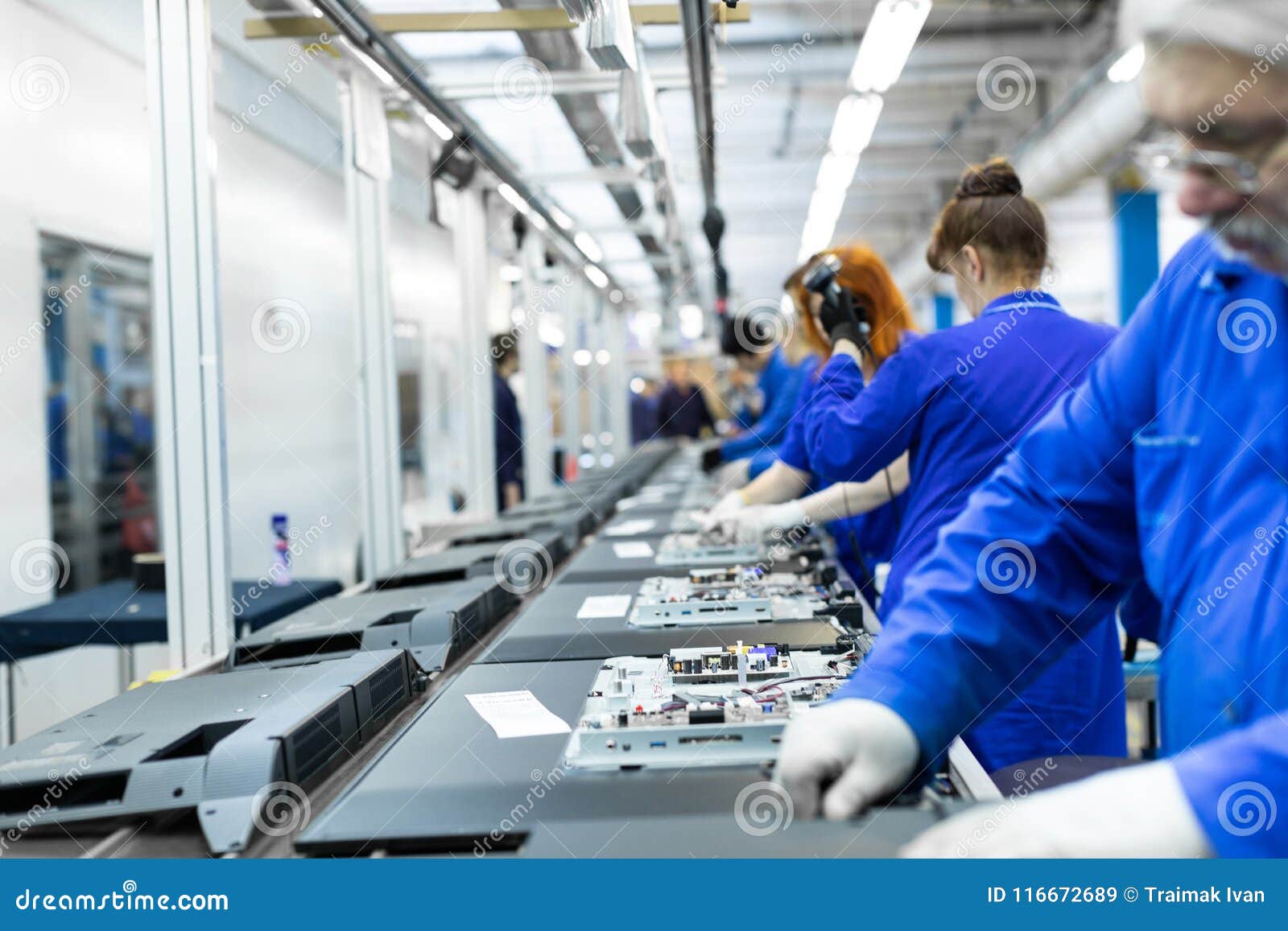 Minsk, Belarus - May 08, 2018: Workshop for Assembring Televisions ...