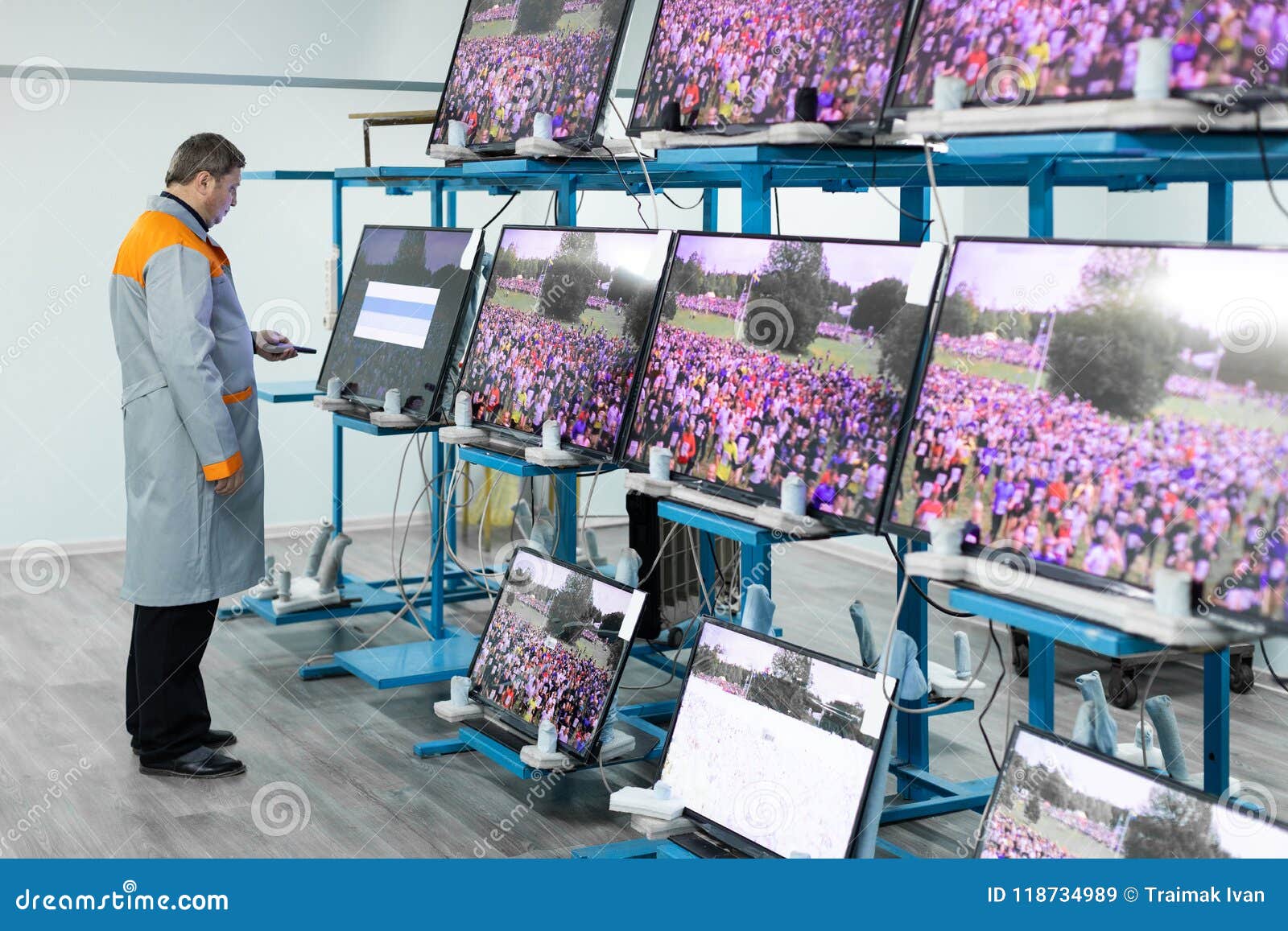 Minsk, Belarus - May 08, 2018: Workshop for Assembring Televisions ...