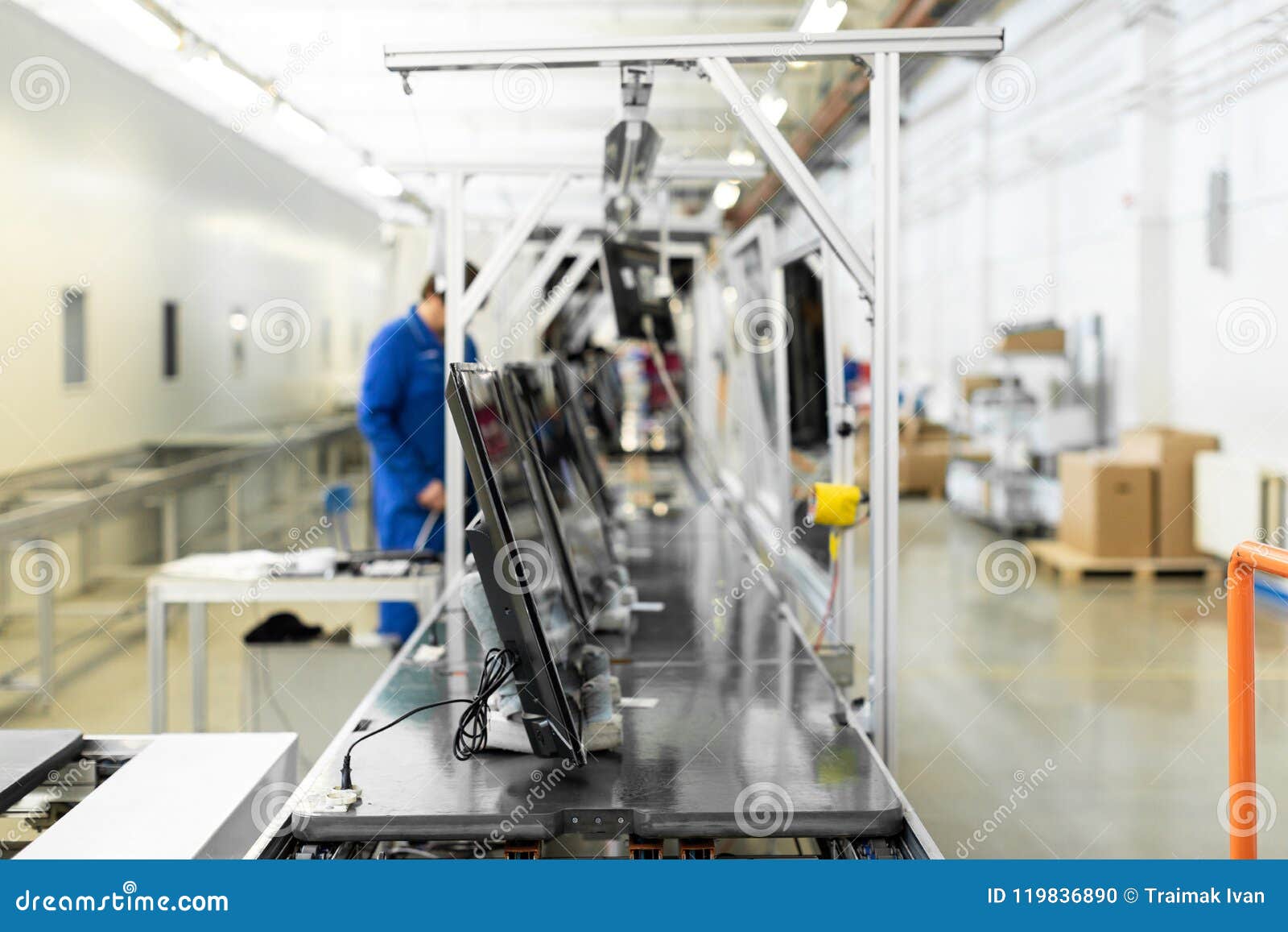 Minsk, Belarus - May 08, 2018: Workshop for Assembring Televisions ...