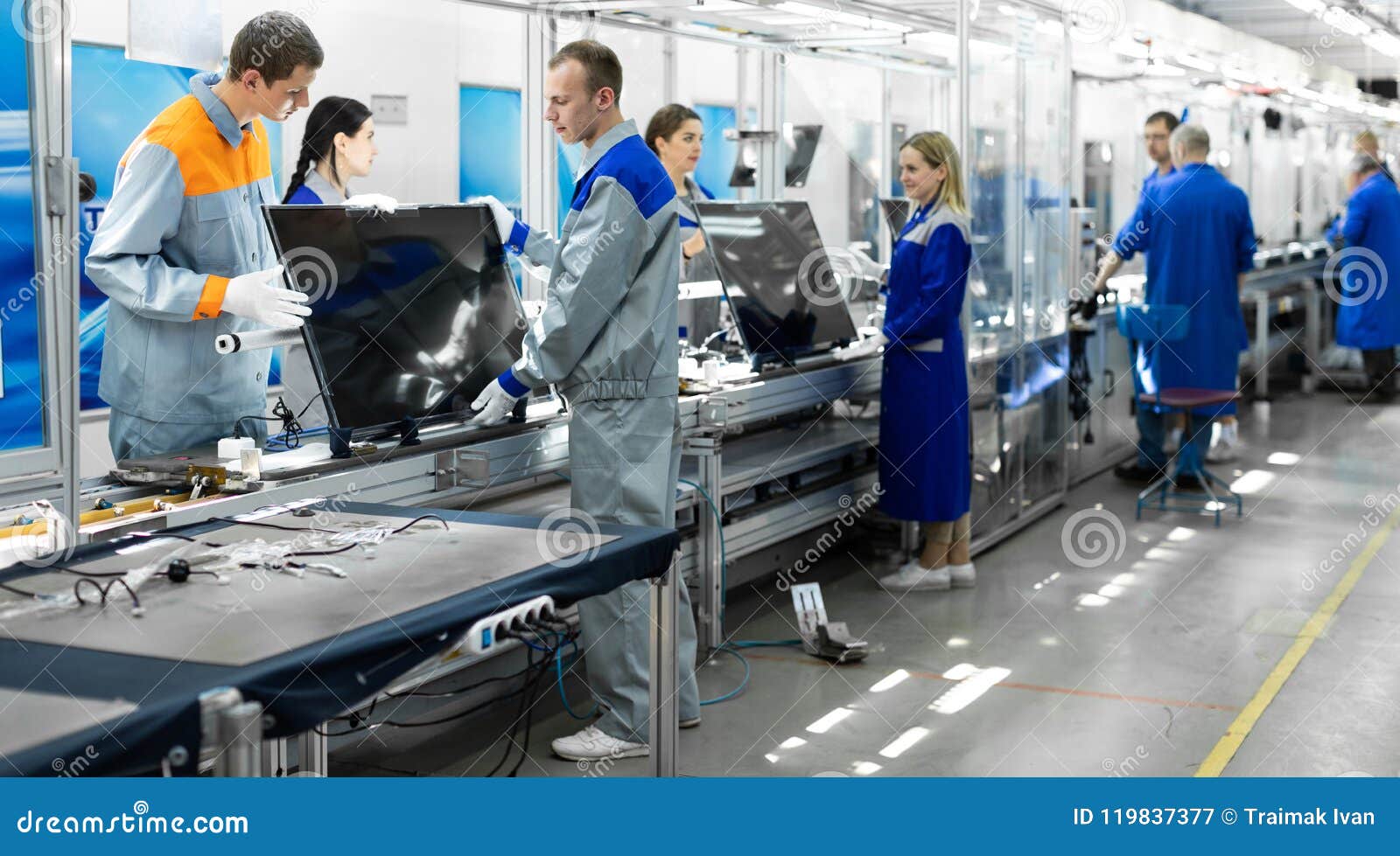 Minsk, Belarus - May 08, 2018: Workshop for Assembring Televisions ...