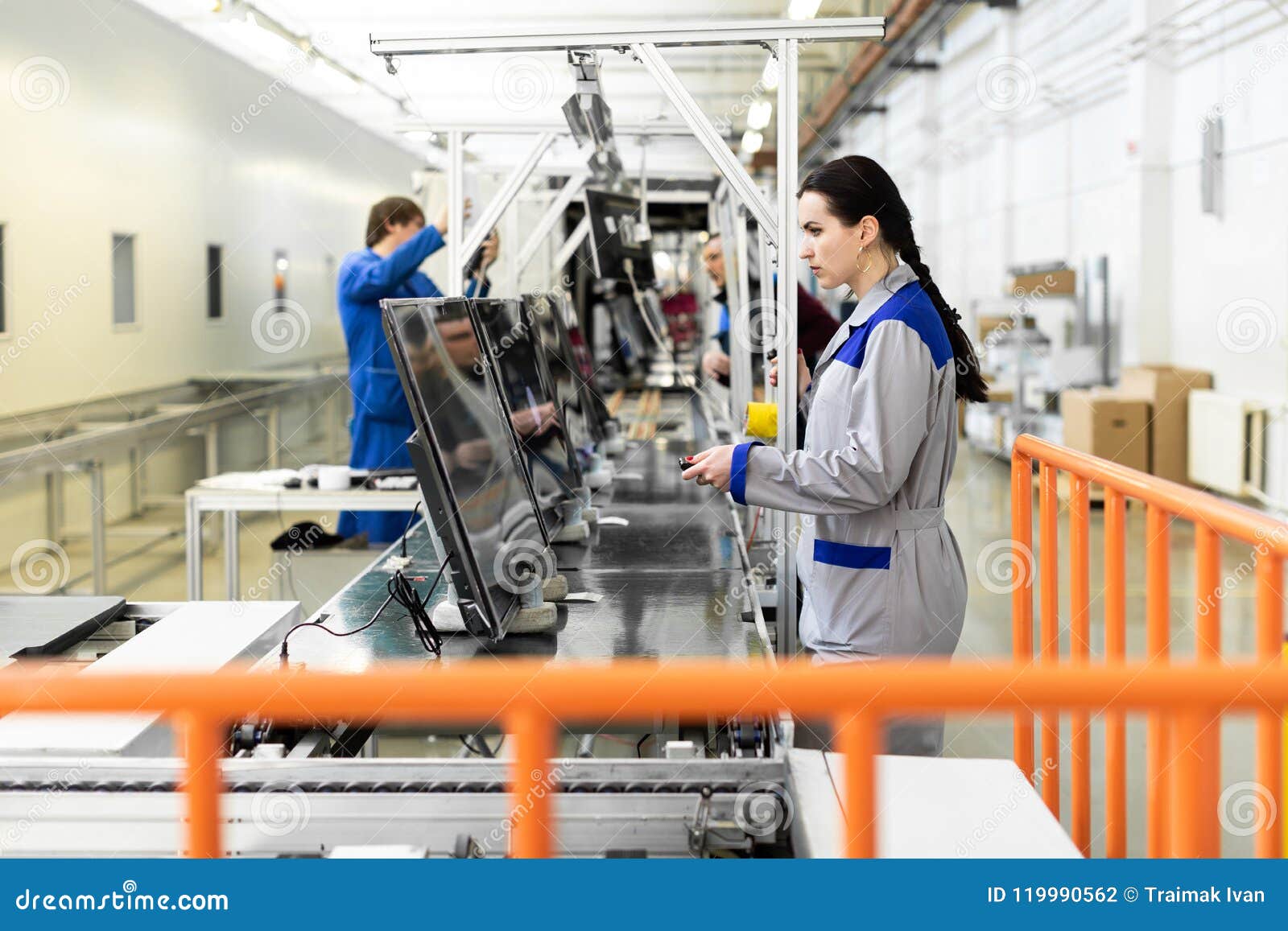 Minsk, Belarus - May 08, 2018: Workshop for Assembring Televisions ...