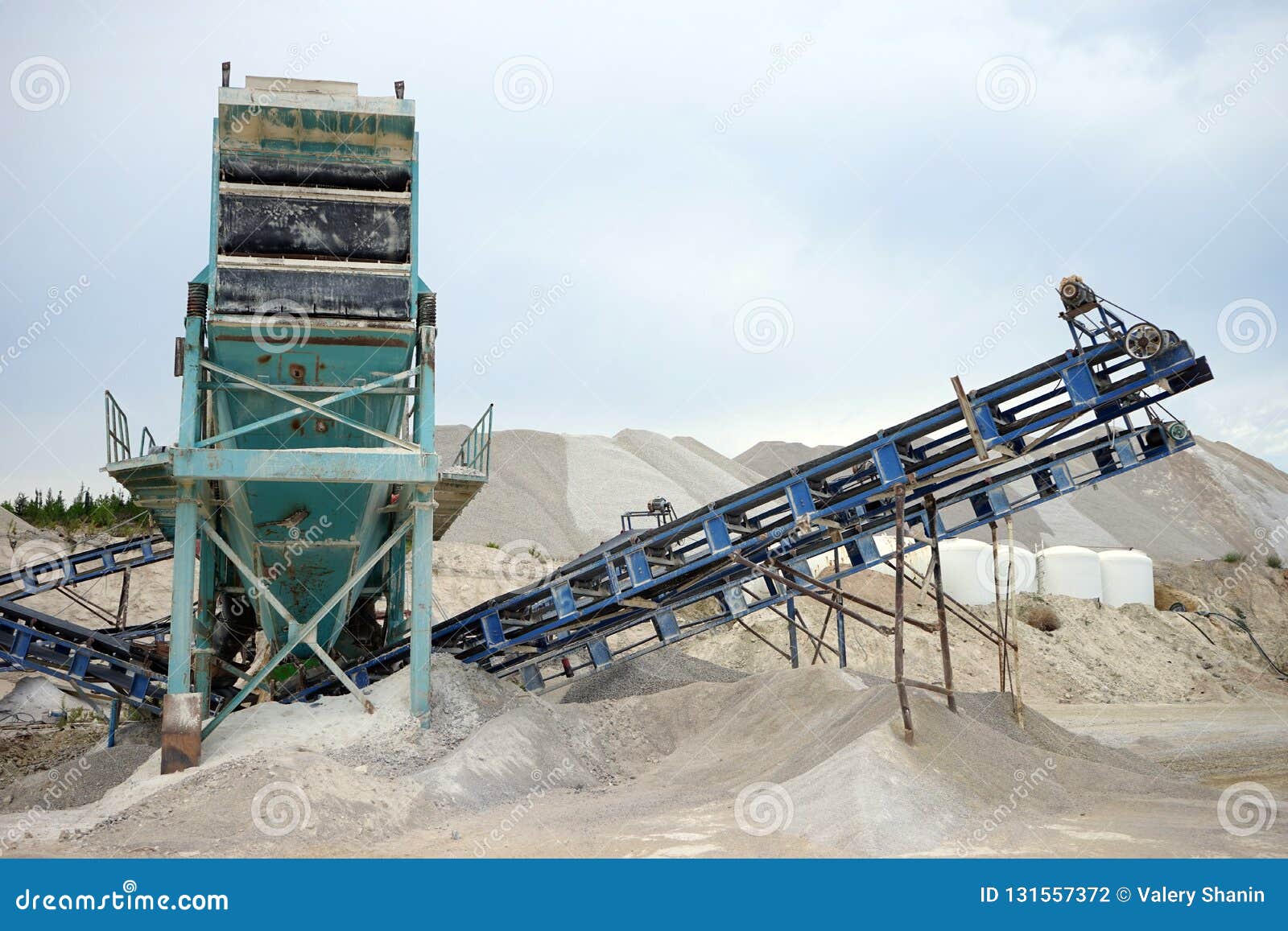 Conveyor in the quarry stock photo. Image of construction - 131557372