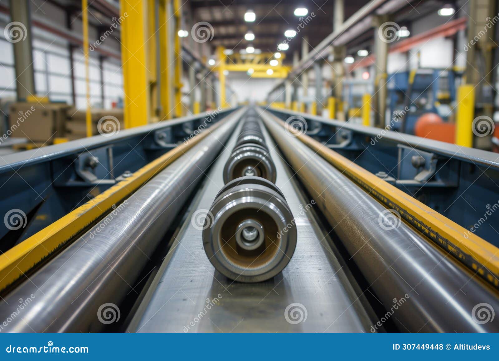 Conveyor Rollers with Builtin Bearings in a Warehouse Setting Stock ...