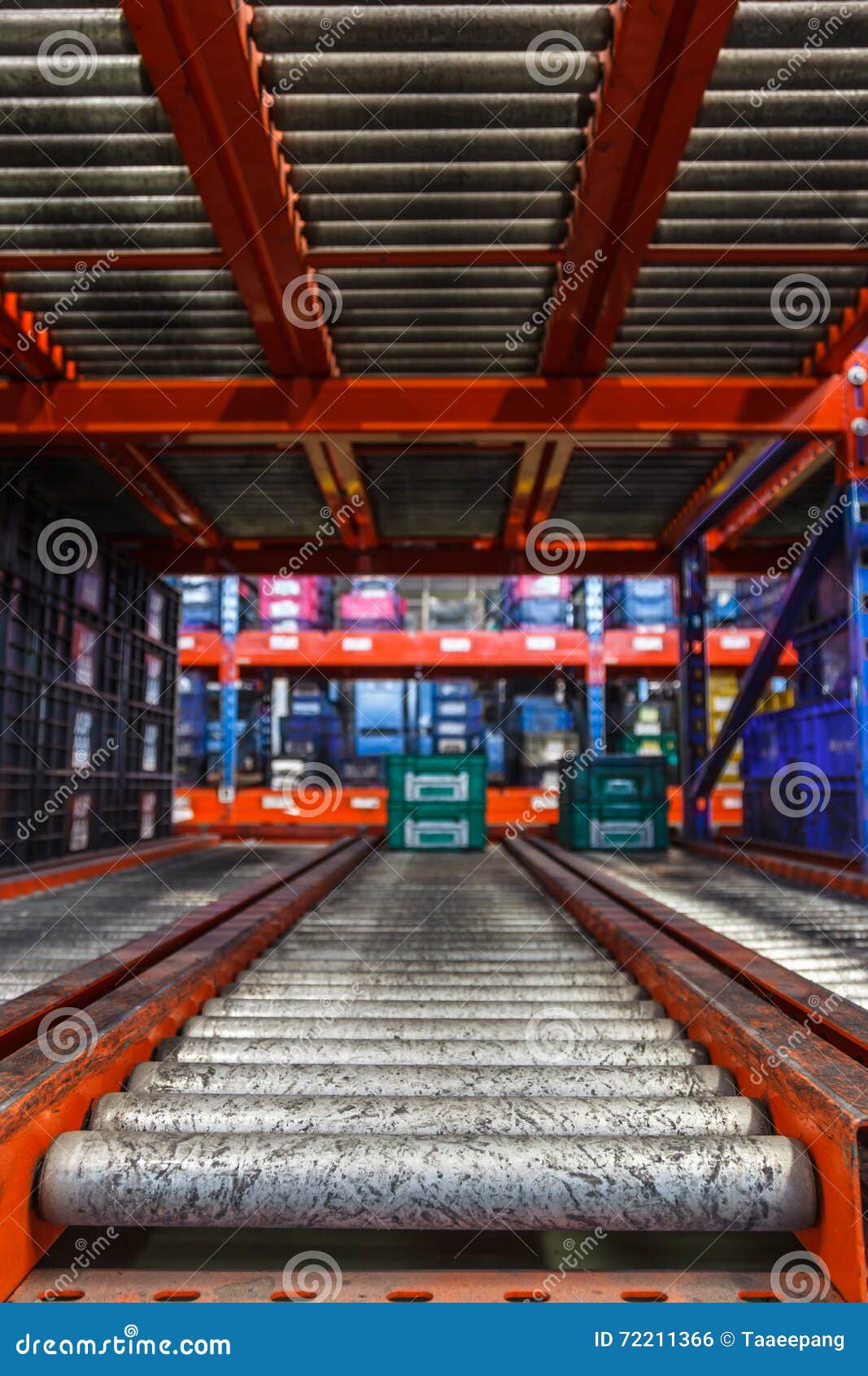 Conveyor Rollers in Distribution Warehouse Stock Photo - Image of ...
