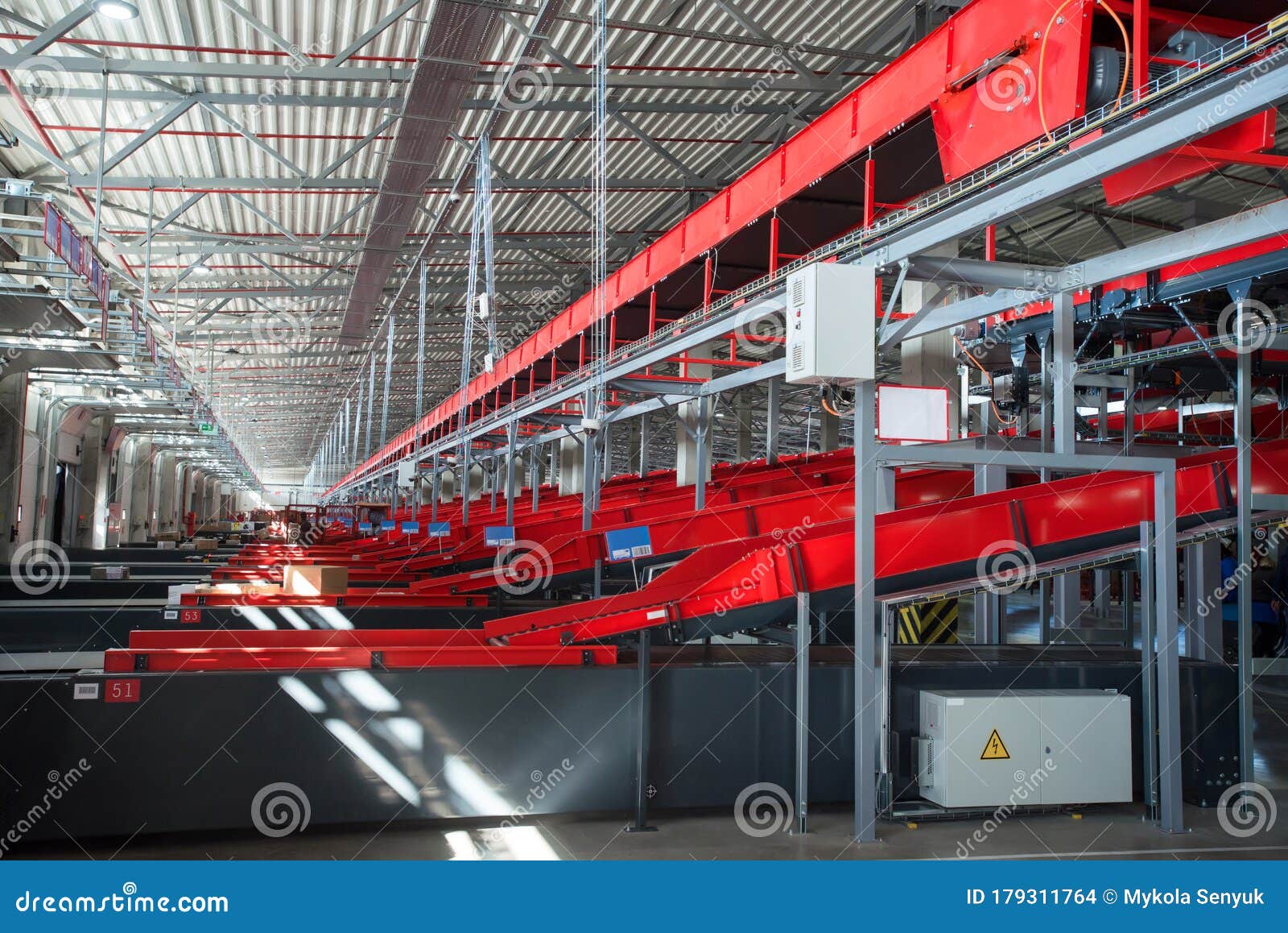 Conveyor Sorting Belt at Distribution Warehouse. Distribution Hub for ...