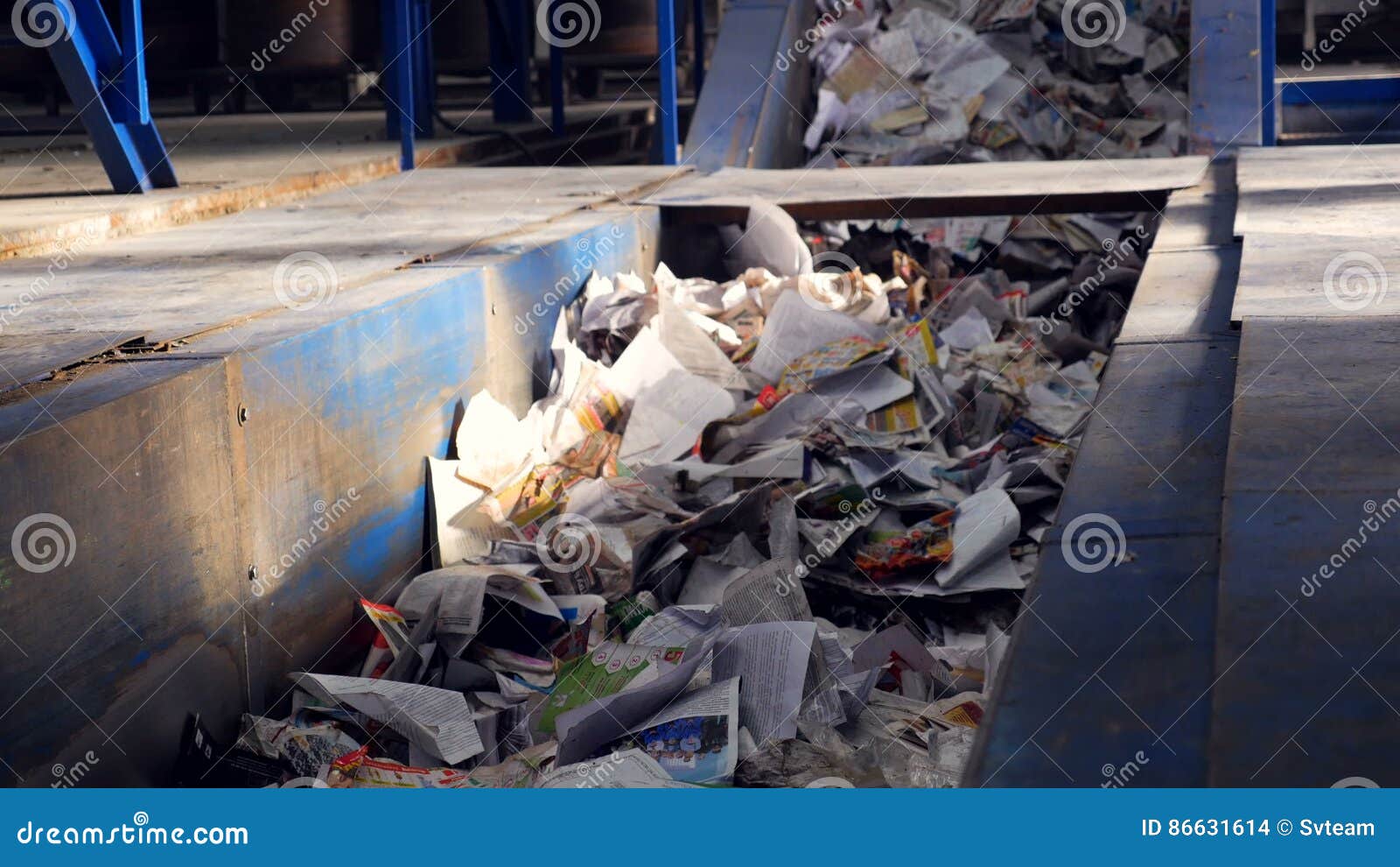 Conveyor for Sorting Garbage. Paper on the Sorting Conveyor. Waste ...