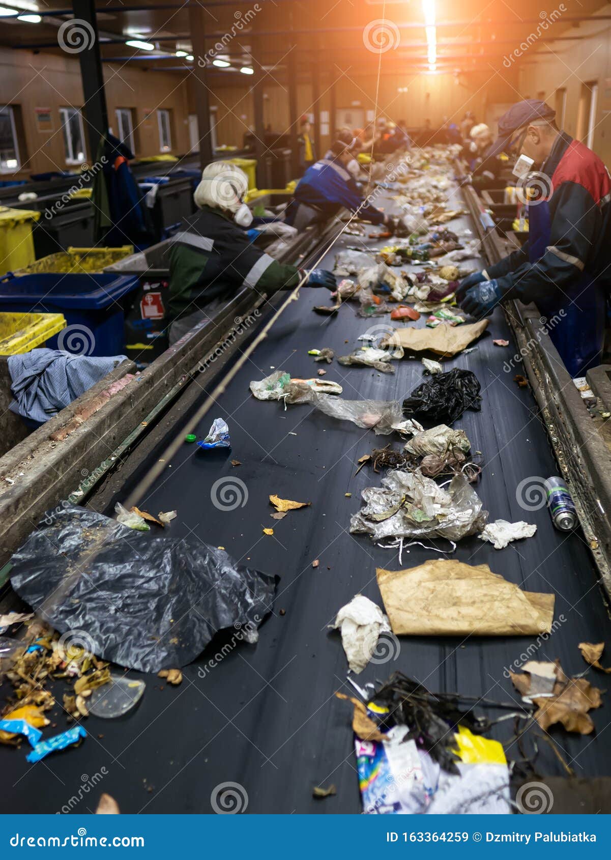 Conveyor for Sorting Garbage Waste by People. Garbage Processing ...