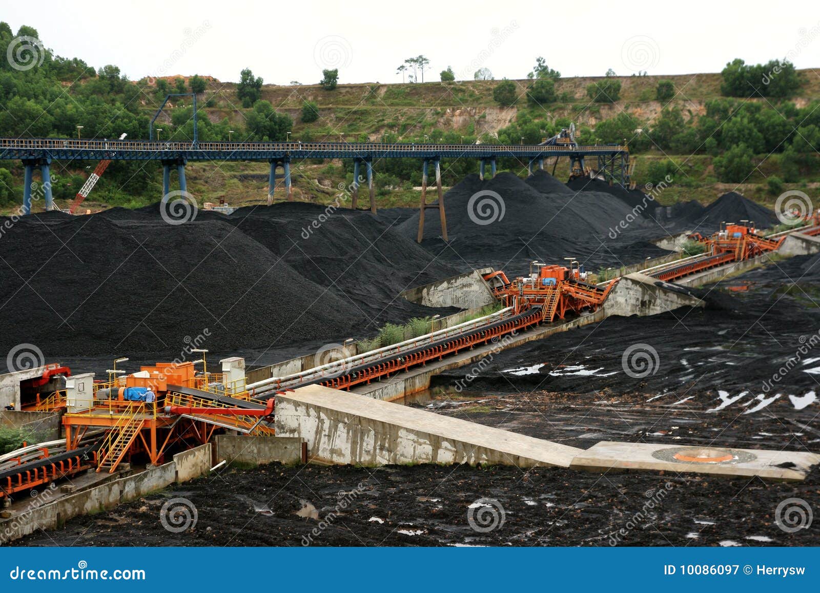 Conveyor in the Stockpile of a Coal Mining Stock Image - Image of heap ...