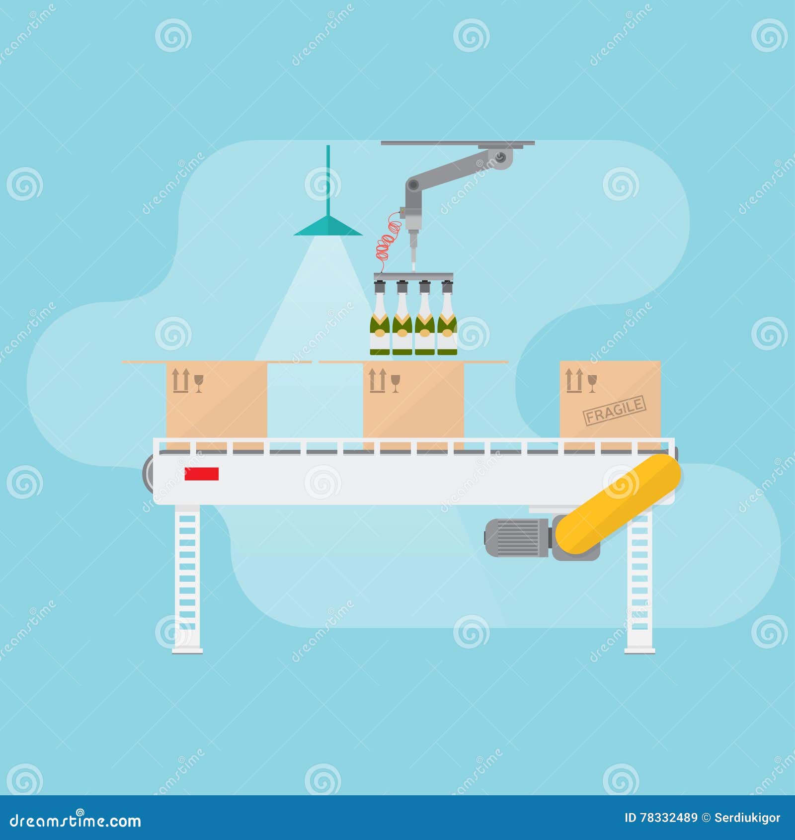 Conveyor System in Flat Design. Stock Vector - Illustration of design ...