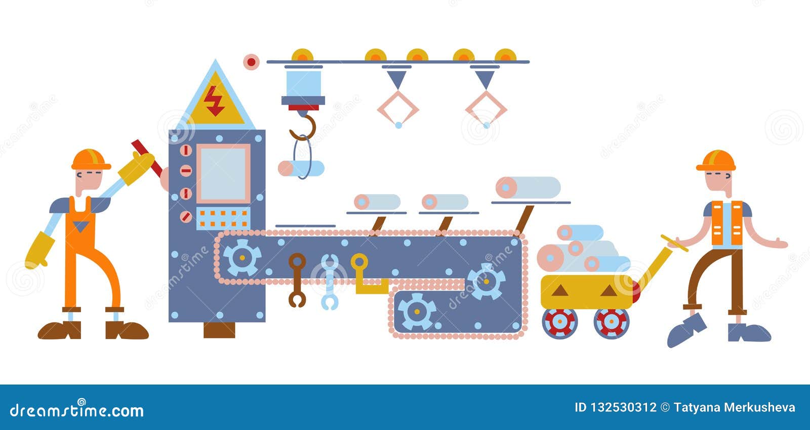 Conveyor System Isometric Illustration Cartoon Vector | CartoonDealer ...
