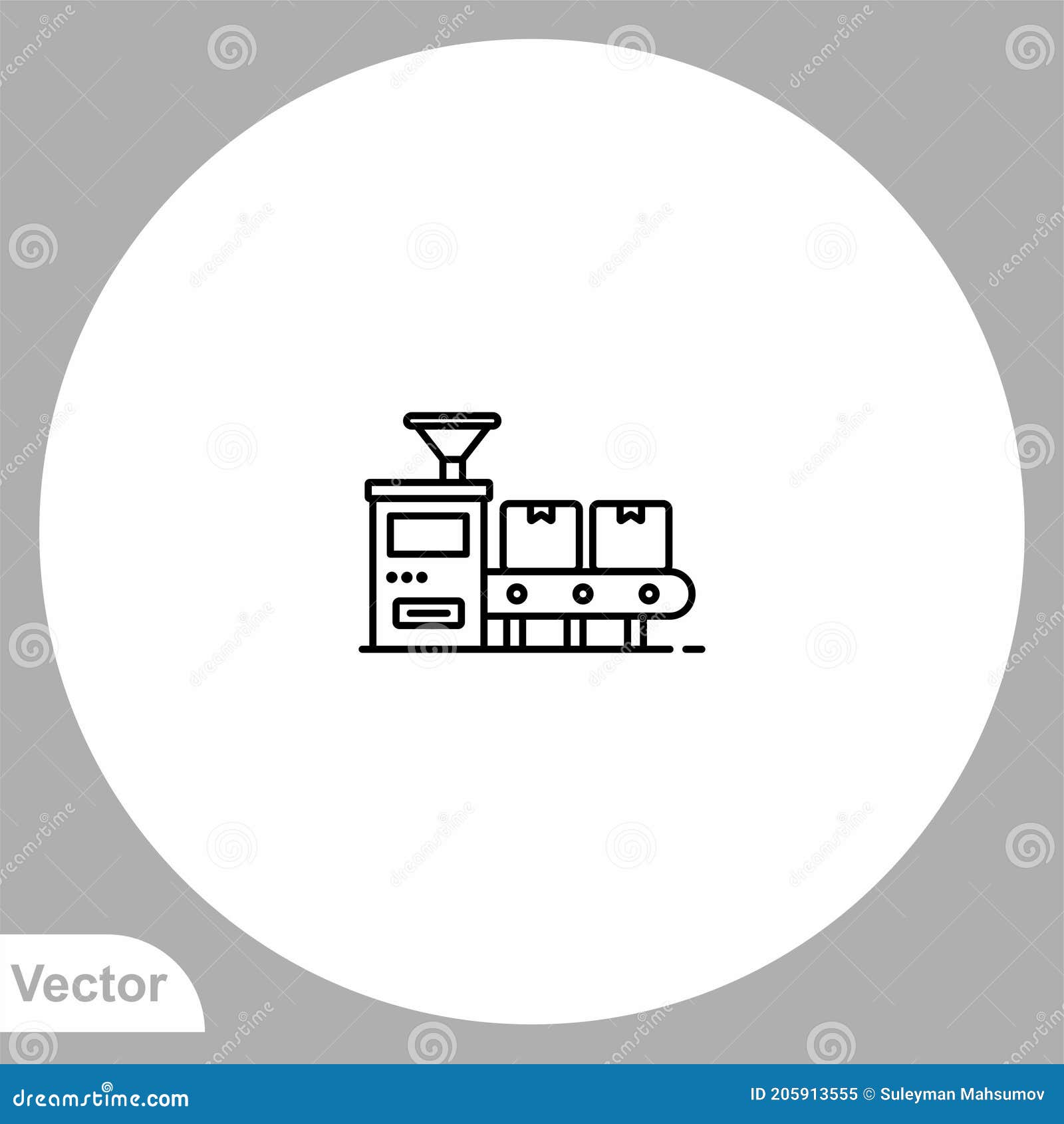 Conveyor Vector Icon Sign Symbol Stock Vector - Illustration of package ...