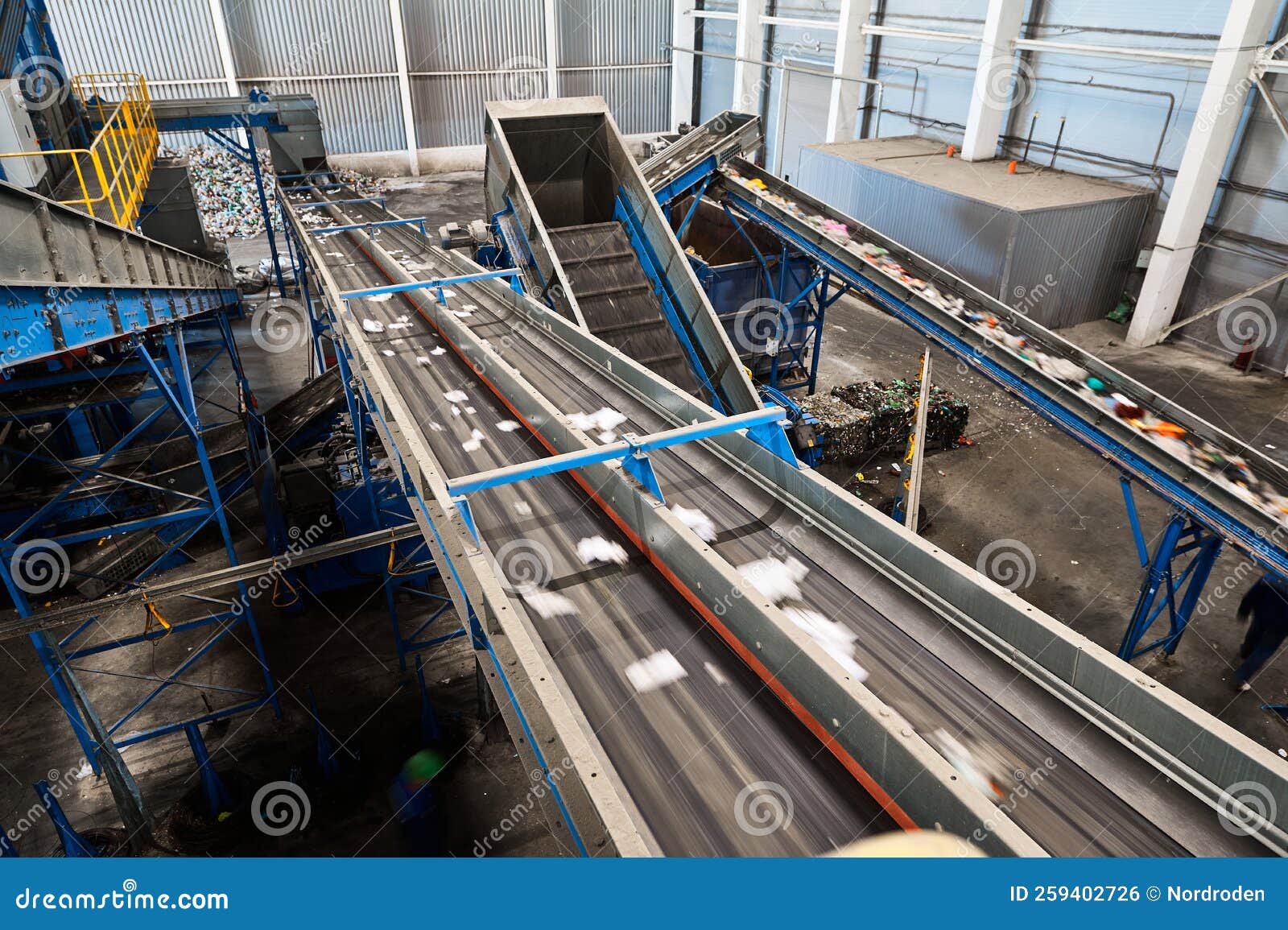 Conveyors Carry Trash and Empty Platforms at Recycling Plant Stock ...
