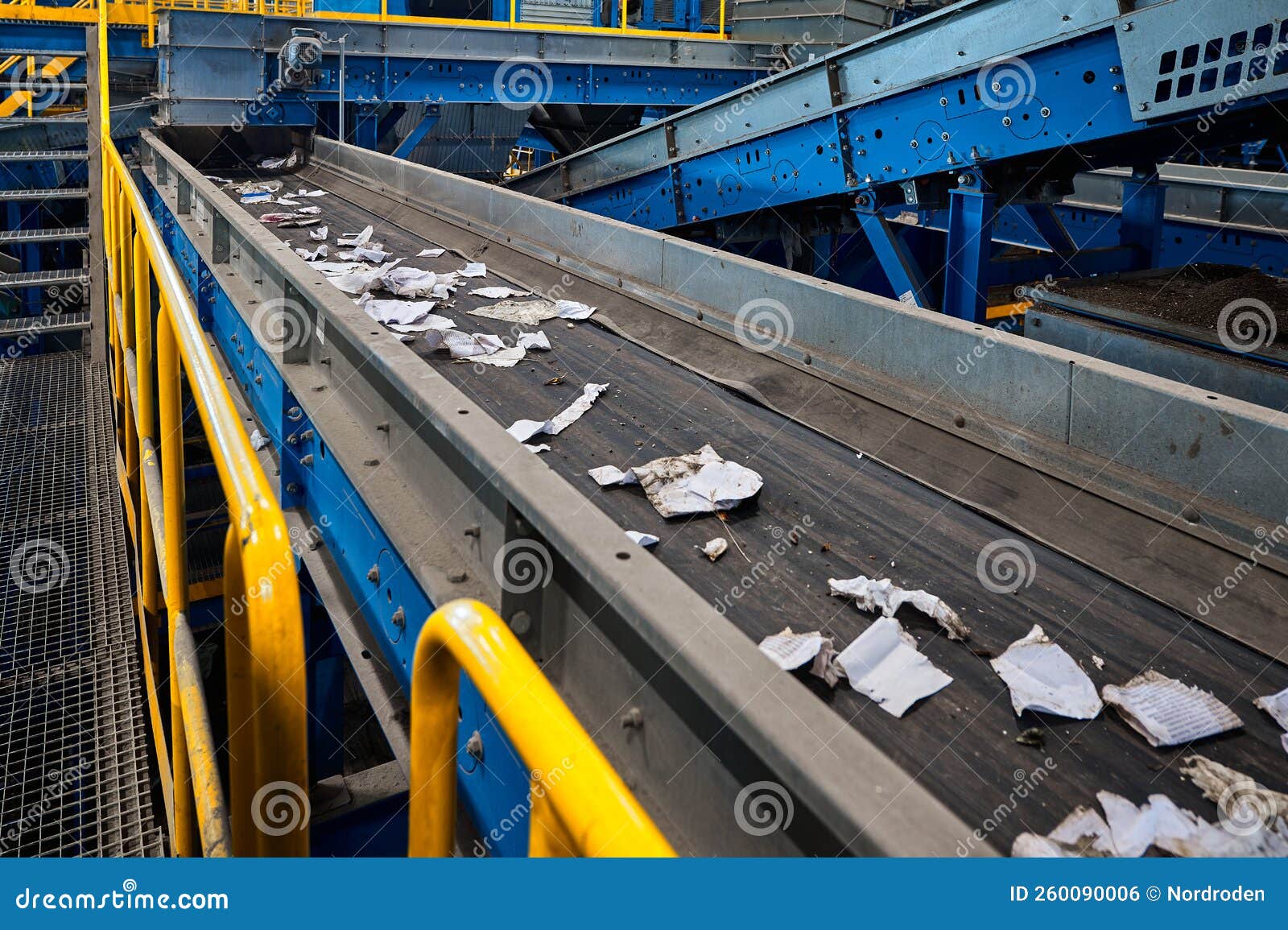 Conveyors Carry Trash and Empty Platforms at Recycling Plant Stock ...