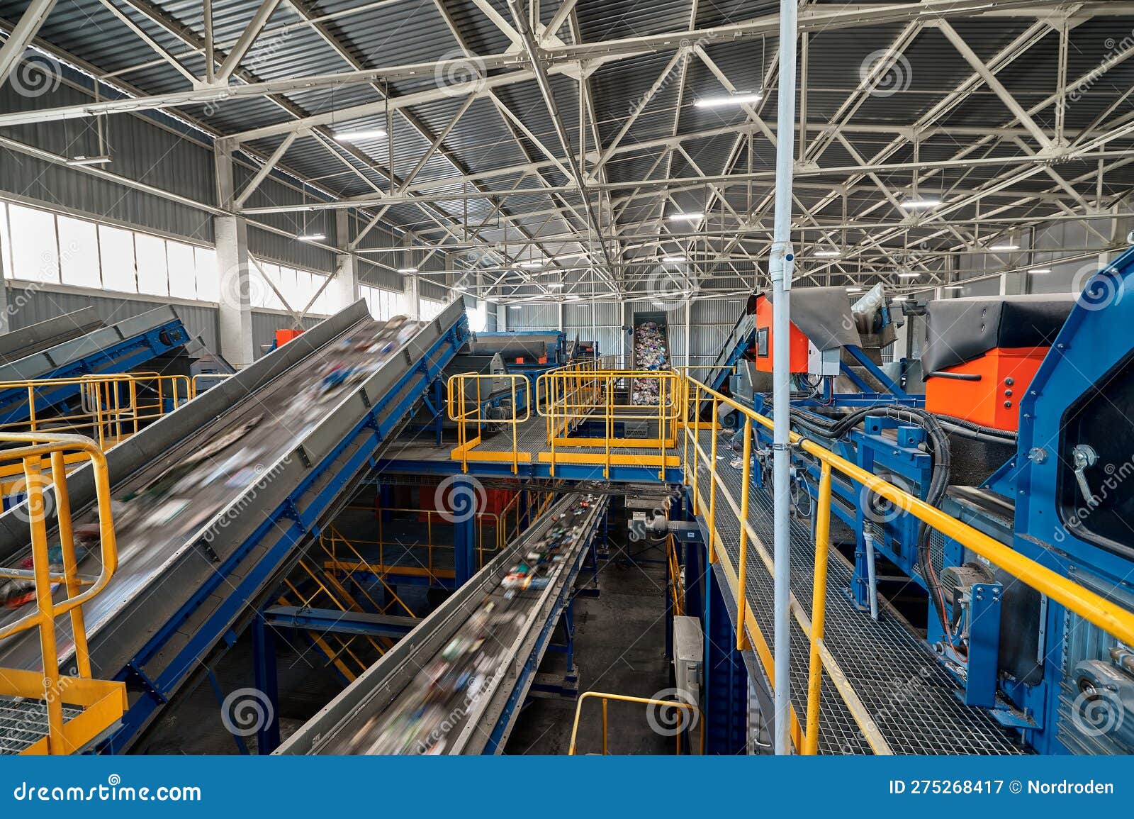 Conveyors Carry Trash and Empty Platforms at Recycling Plant Stock ...