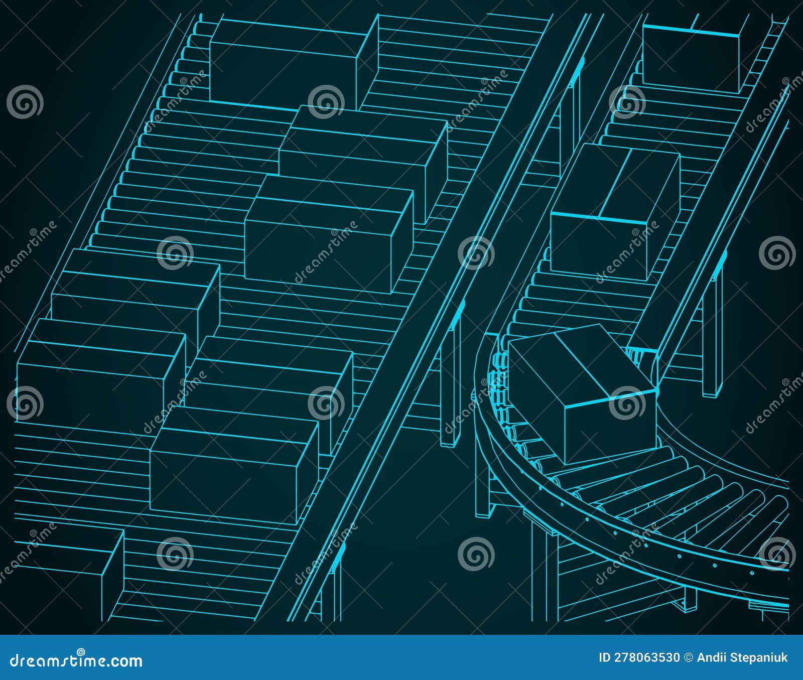 Conveyors For Warehouses And Production Vector Illustration ...