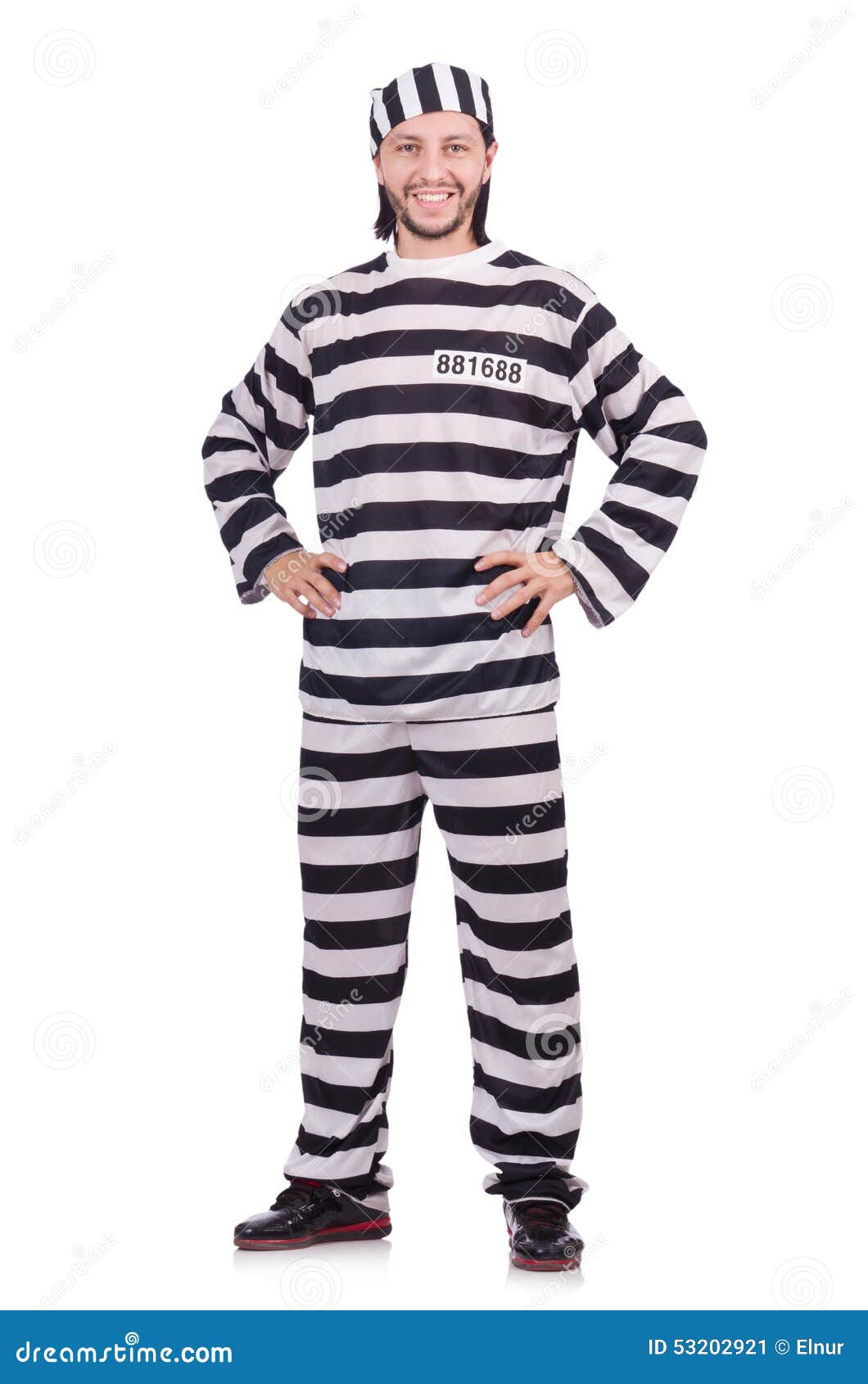 Convict Criminal in Striped Uniform Isolated on Stock Image - Image of ...