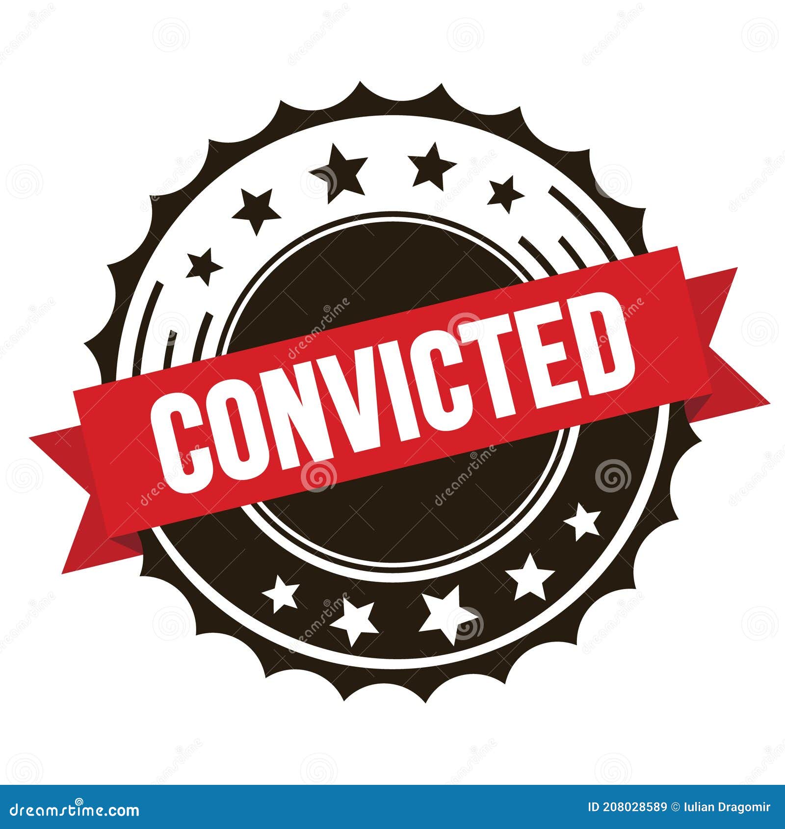 CONVICTED Text on Red Brown Ribbon Stamp Stock Illustration ...