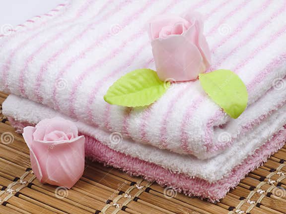 Convolute towels stock image. Image of soap, white, petal - 18202945