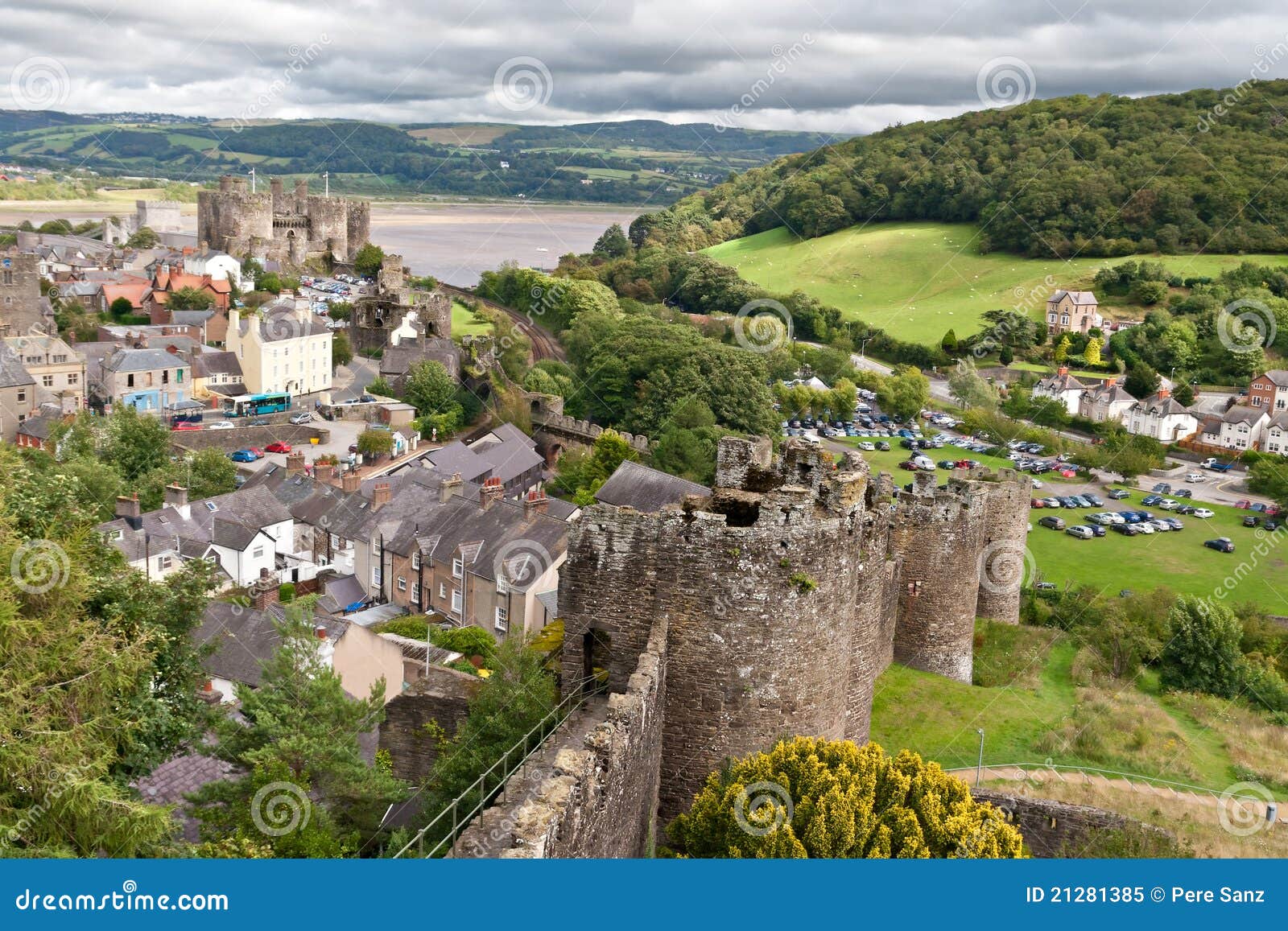 Conwy Castle in Snowdonia, Wales Stock Image - Image of wales ...