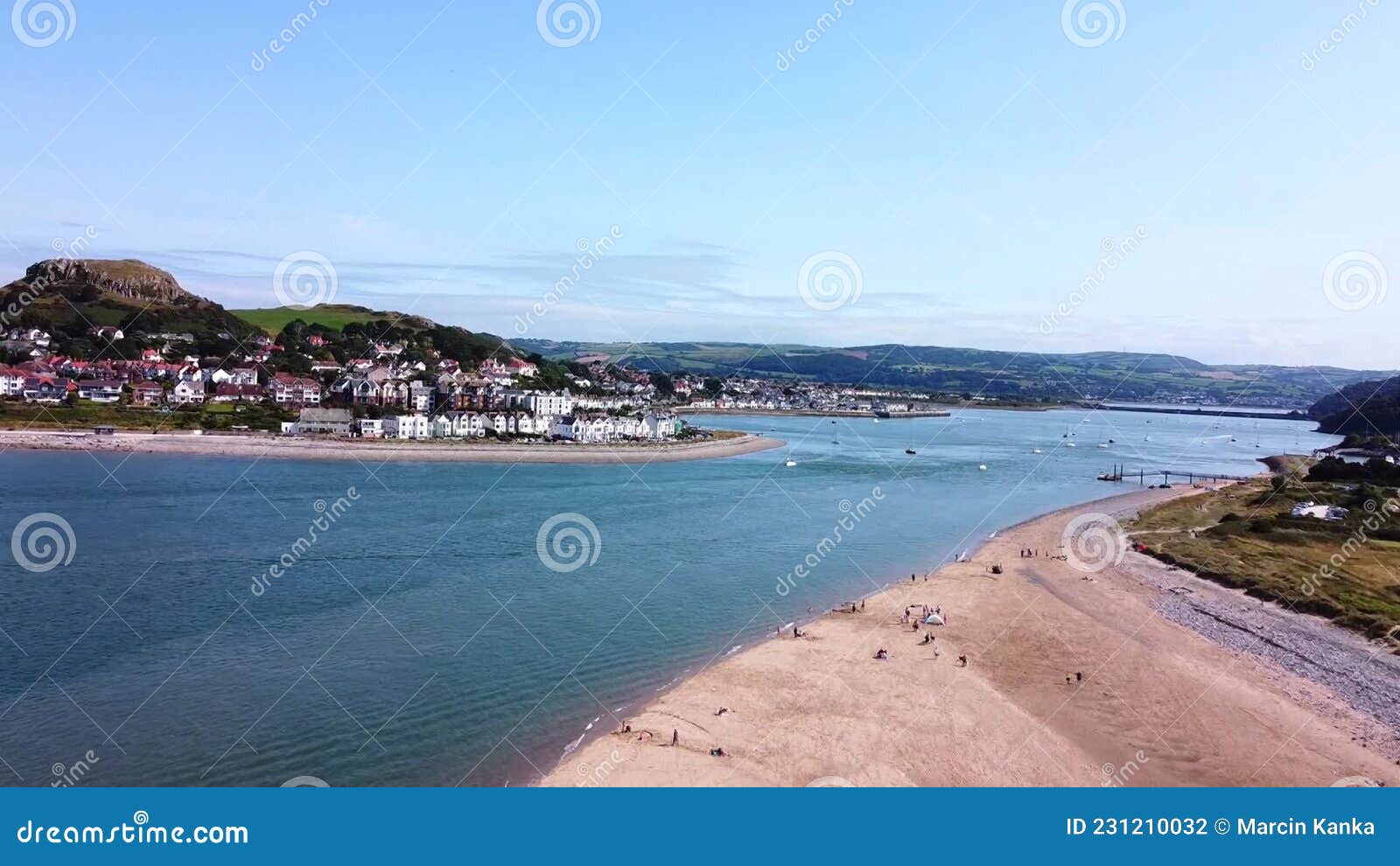 Conwy Morfa Beach in Wales ,UK in the Summer. Dron Stock Footage ...