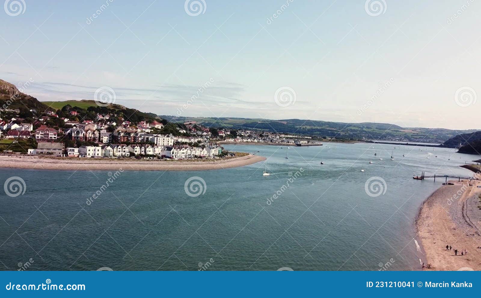 Conwy Morfa Beach in Wales ,UK in the Summer. Dron Stock Video - Video ...