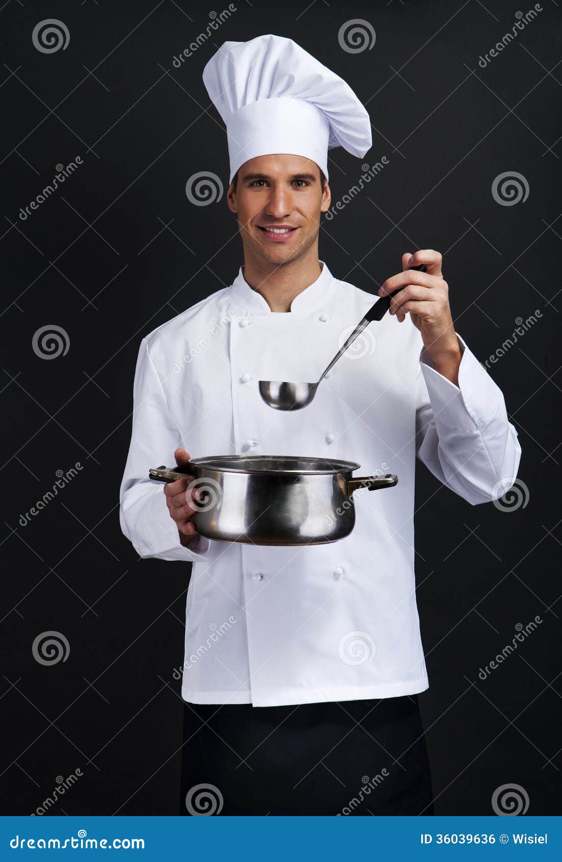 Cook Against Dark Background Stock Photo - Image of recipe, dinner ...