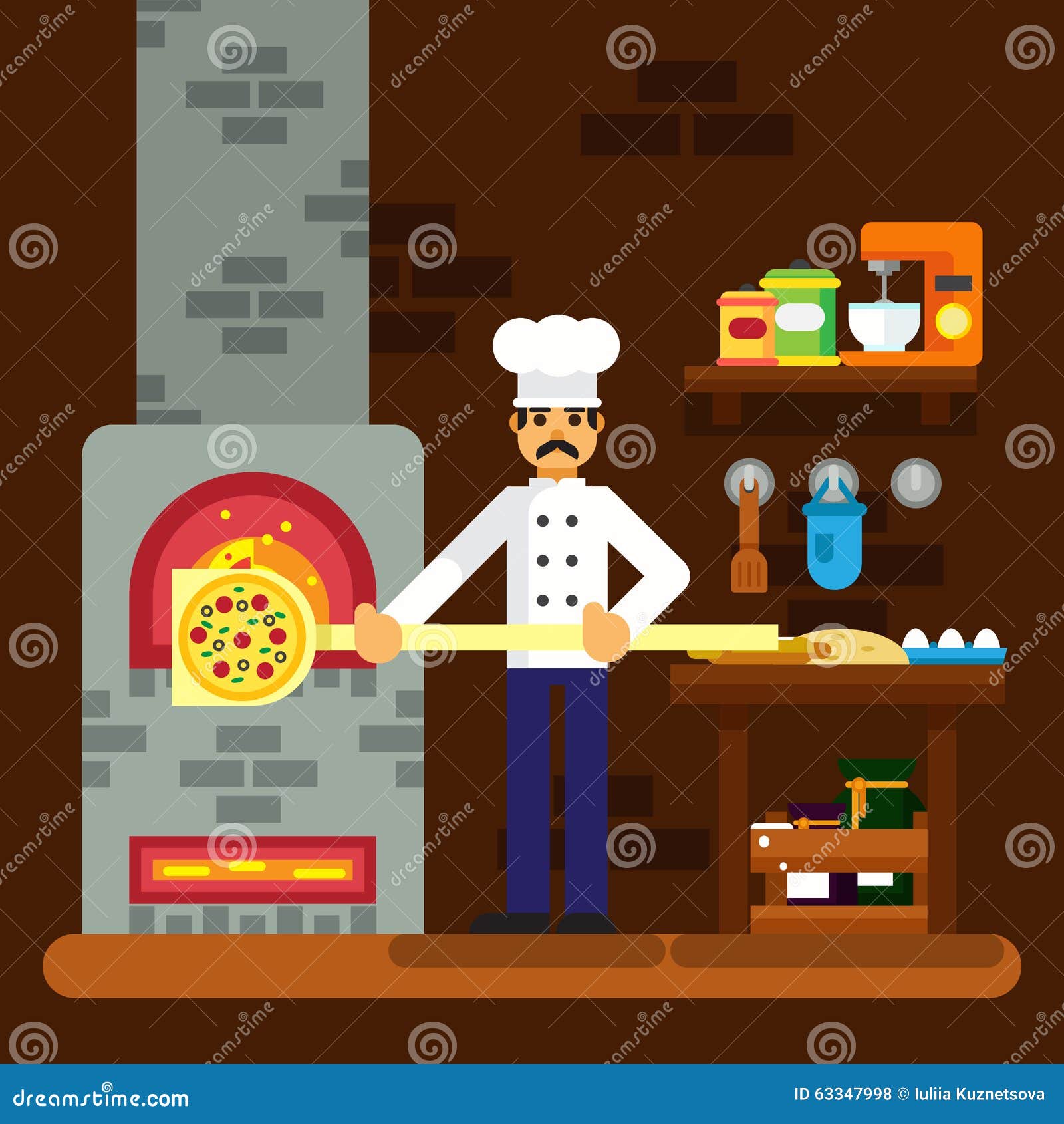 Baker Cooking Pie With Cream Landing Page Template Tiny Confectioner Or ...