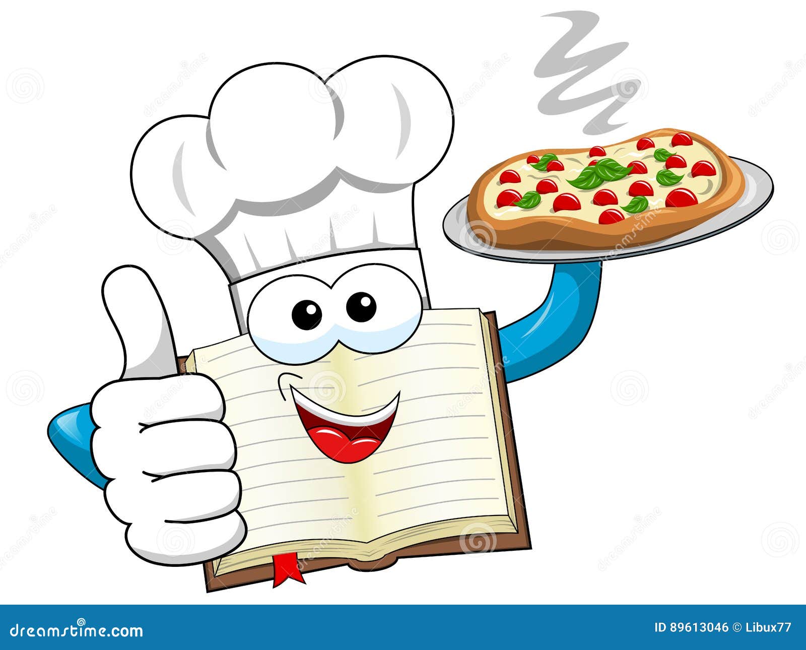 Cook Book Mascot Wearing Hat Serving Plate Pizza Isolated Stock Vector ...